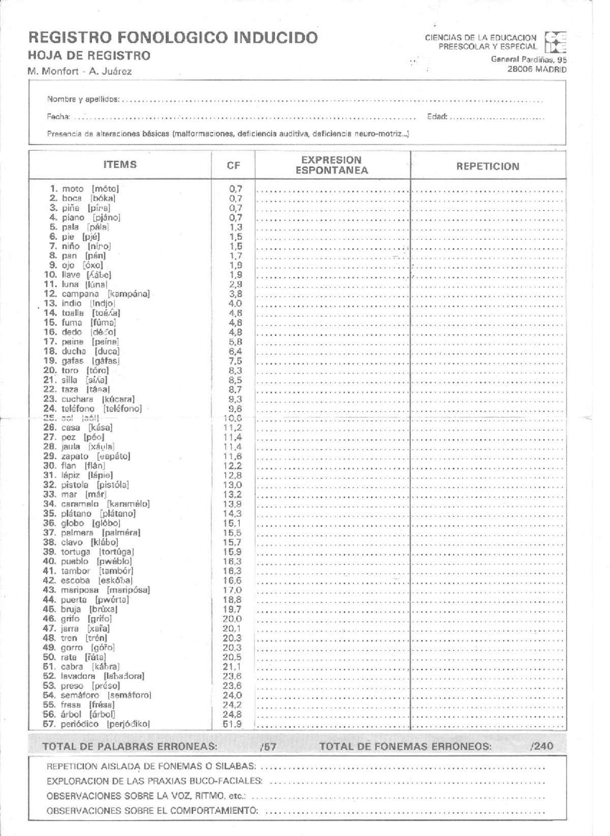 RFI - Prueba RFI - Evaluación y diagnóstico del lenguaje el habla y la ...
