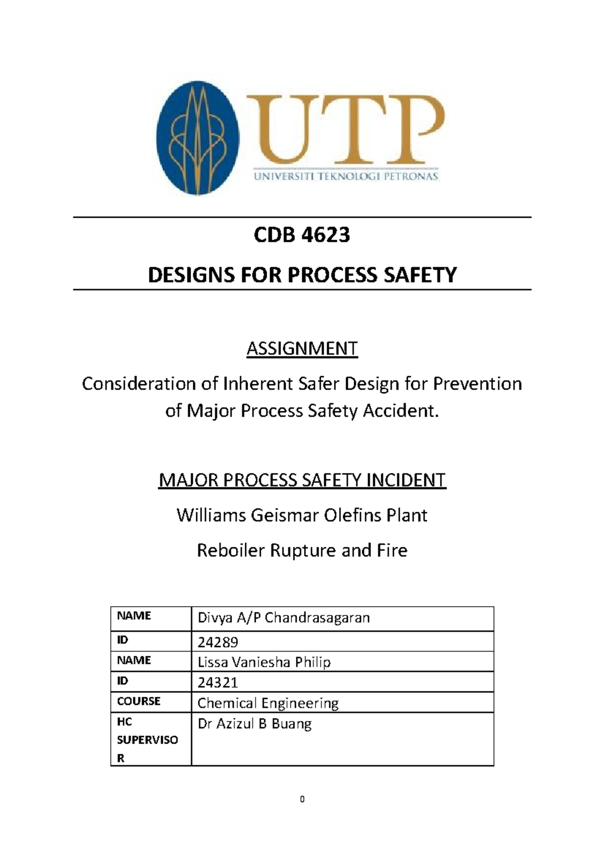 Consideration of Inherent Safer Design for Prevention of Major Process ...