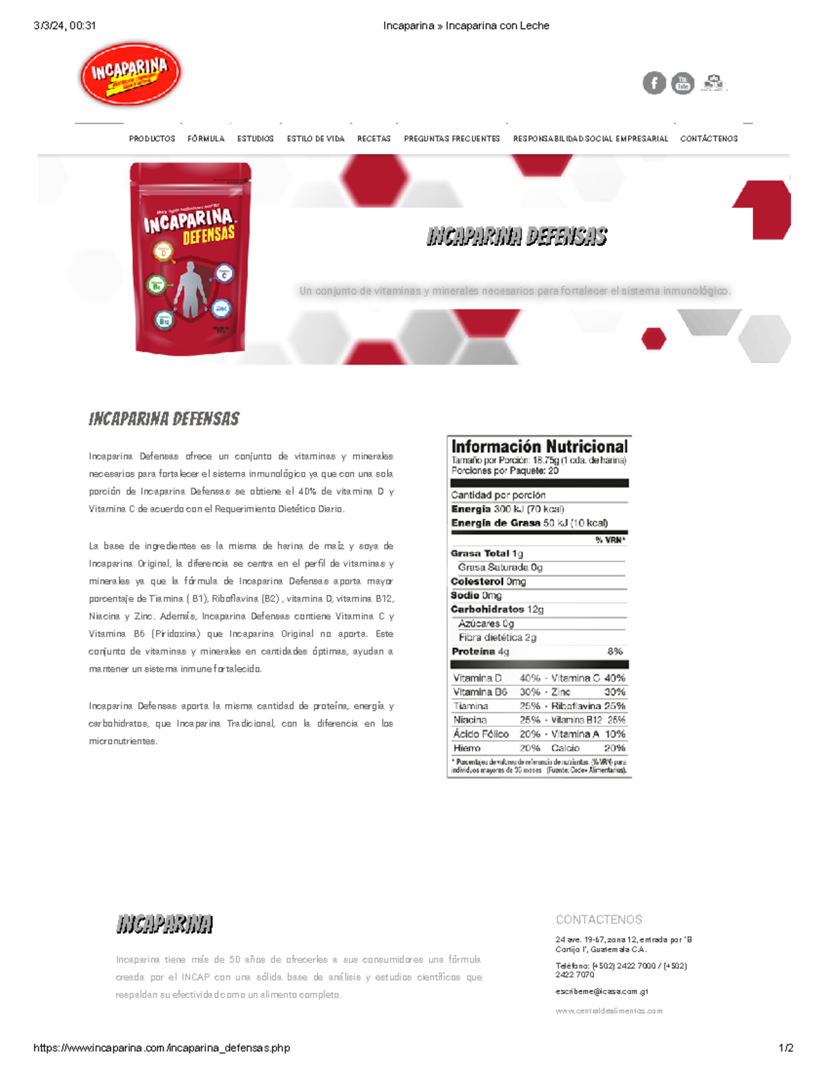 Incaparina Defenas - 3/3/24, 00:31 Incaparina » Incaparina con Leche ...