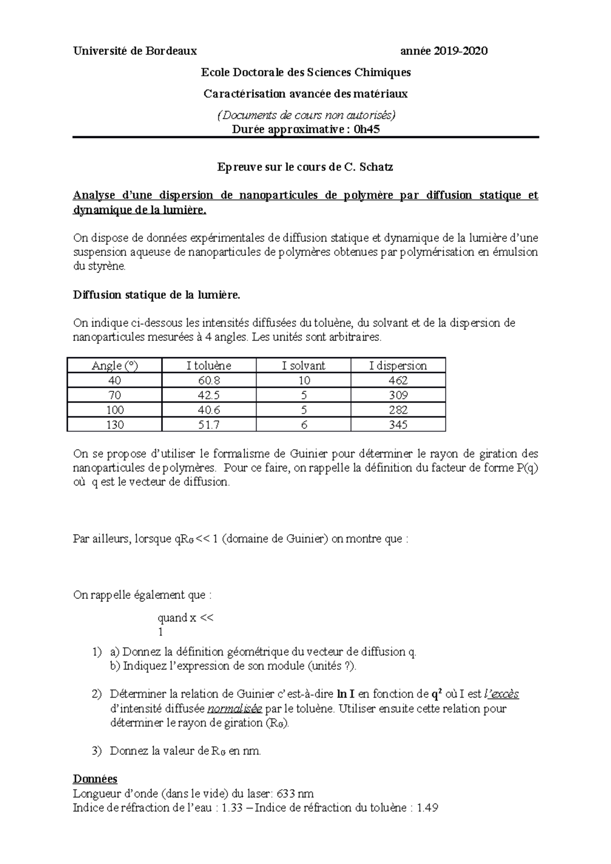 Annale diffusion lumière - Université de Bordeaux année 2019- Ecole ...