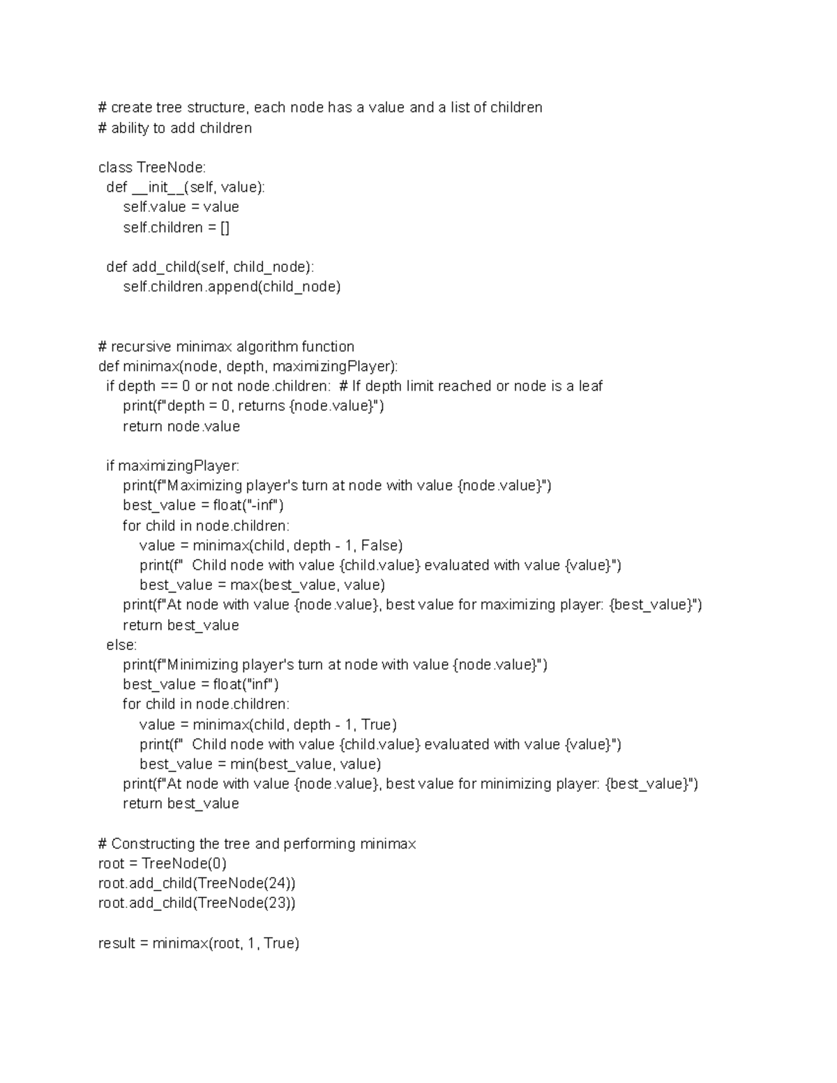 Trees and minmax algorithm in python - create tree structure, each node ...