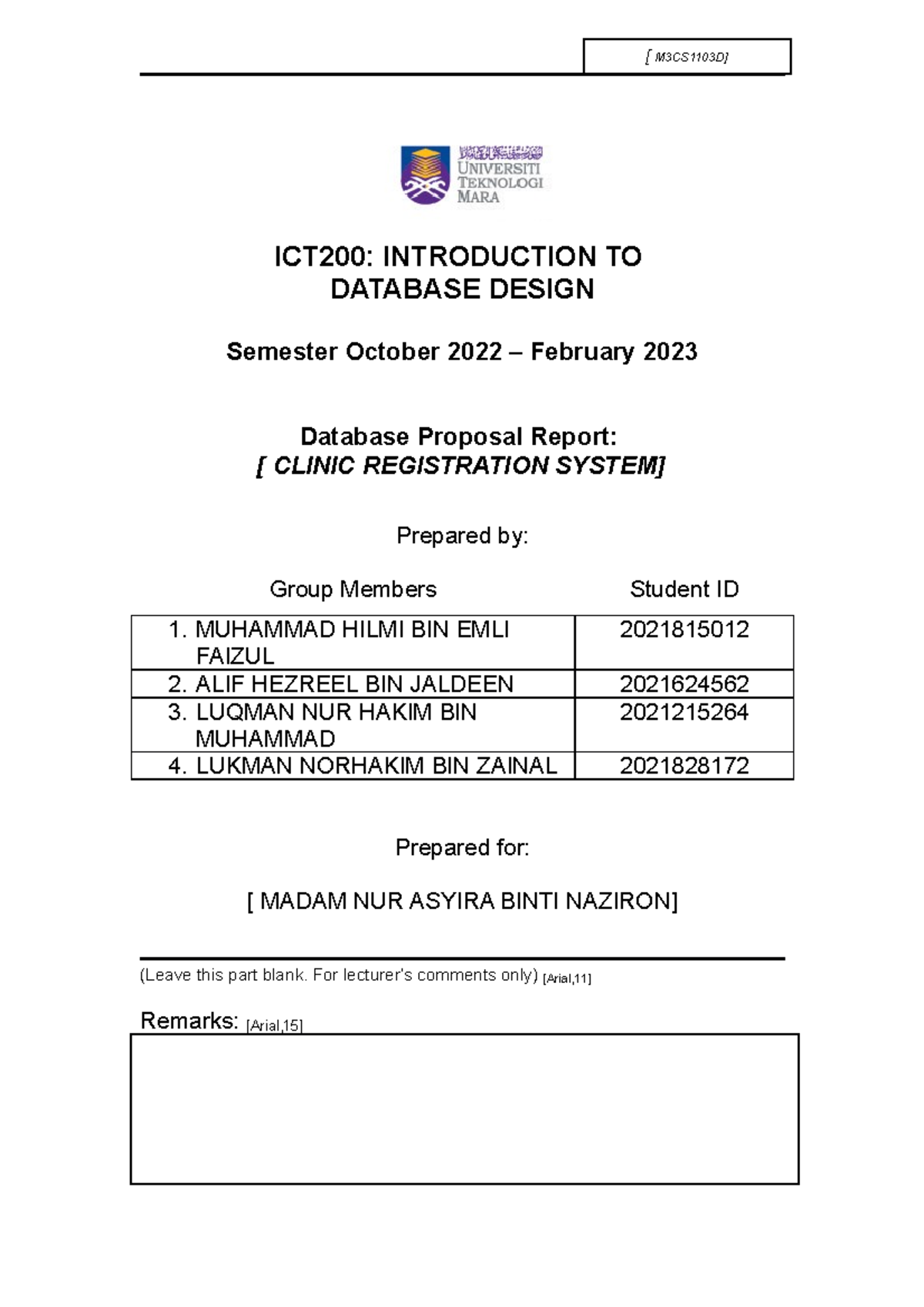 ICT Group Project Report - ICT200: INTRODUCTION TO DATABASE DESIGN ...