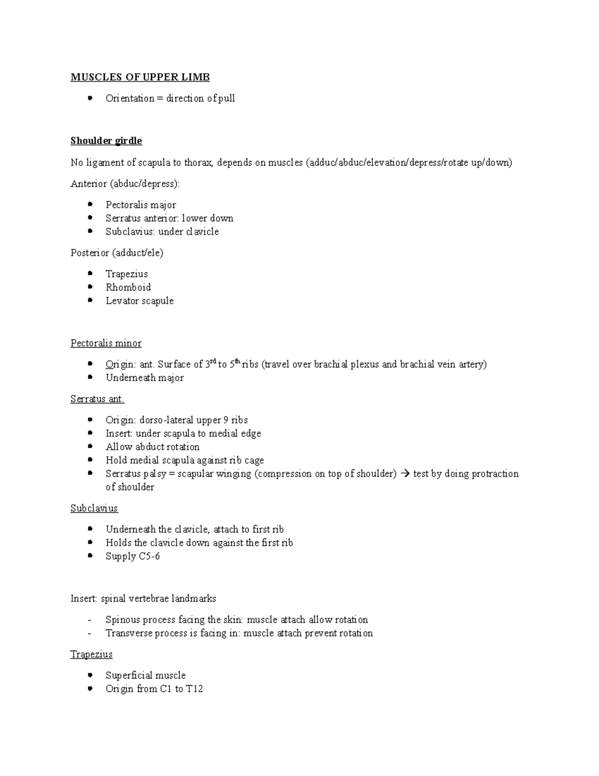 Muscles OF Upper LIMB - Lecture notes Unit 2 - MUSCLES OF UPPER LIMB ...