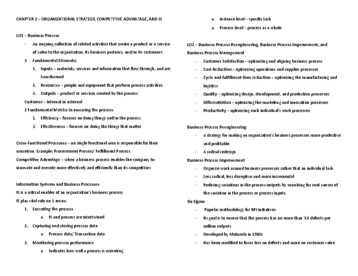 Chapter 2 - summary - Introduction to Information Systems - CHAPTER 2 ...