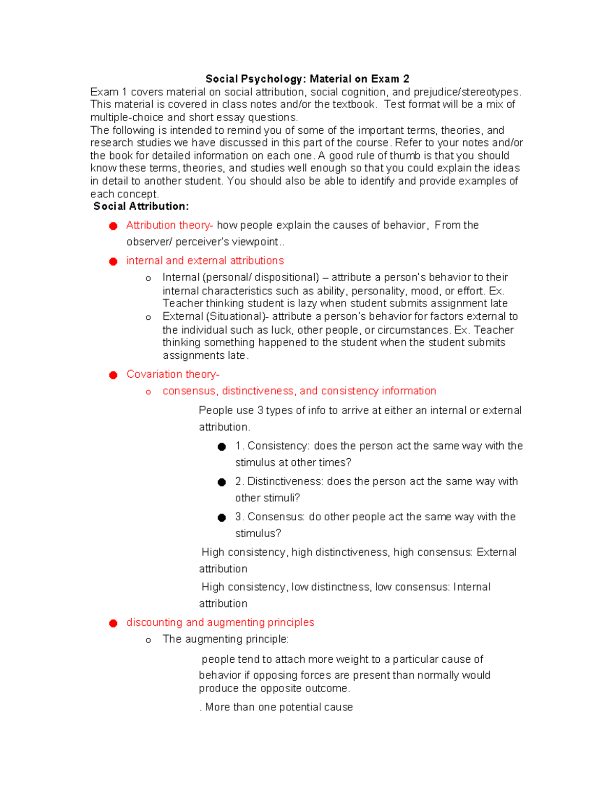 Social psychology exam 2 review 23 - Social Psychology: Material on ...