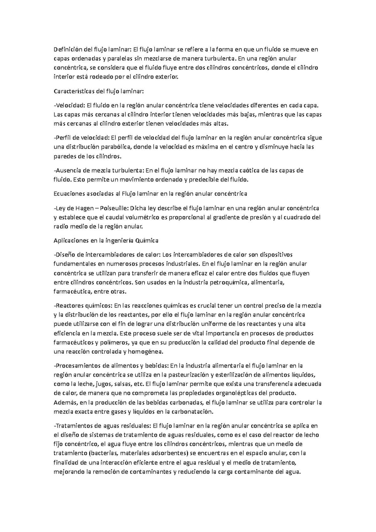 Definición del flujo laminar - En una región anular concéntrica, se ...