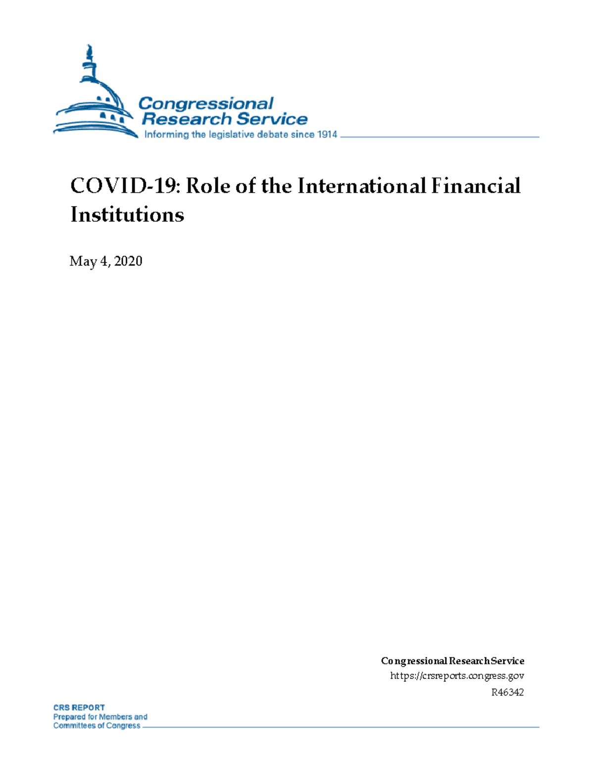 R46342 - Nice jsjd - COVID-19: Role of the International Financial ...