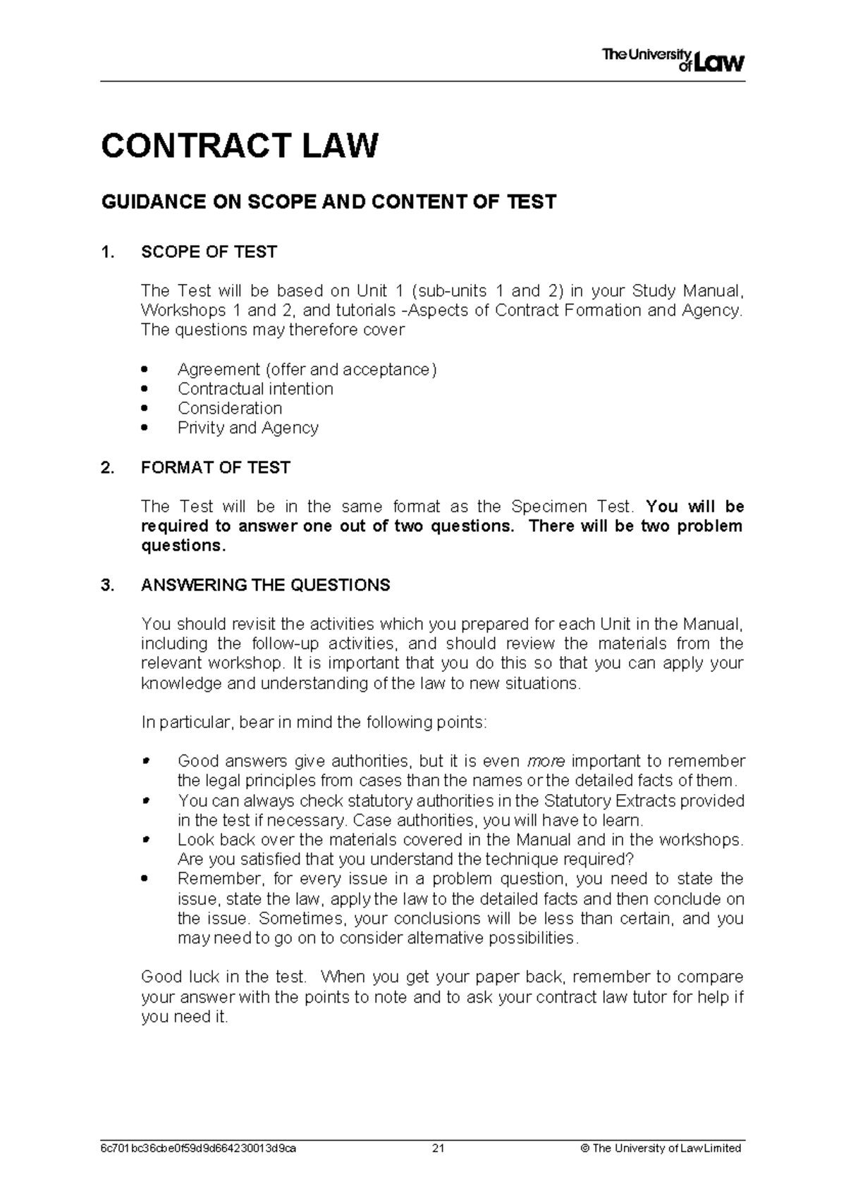2021 a contract ce01 guidance on test - CONTRACT LAW GUIDANCE ON SCOPE ...