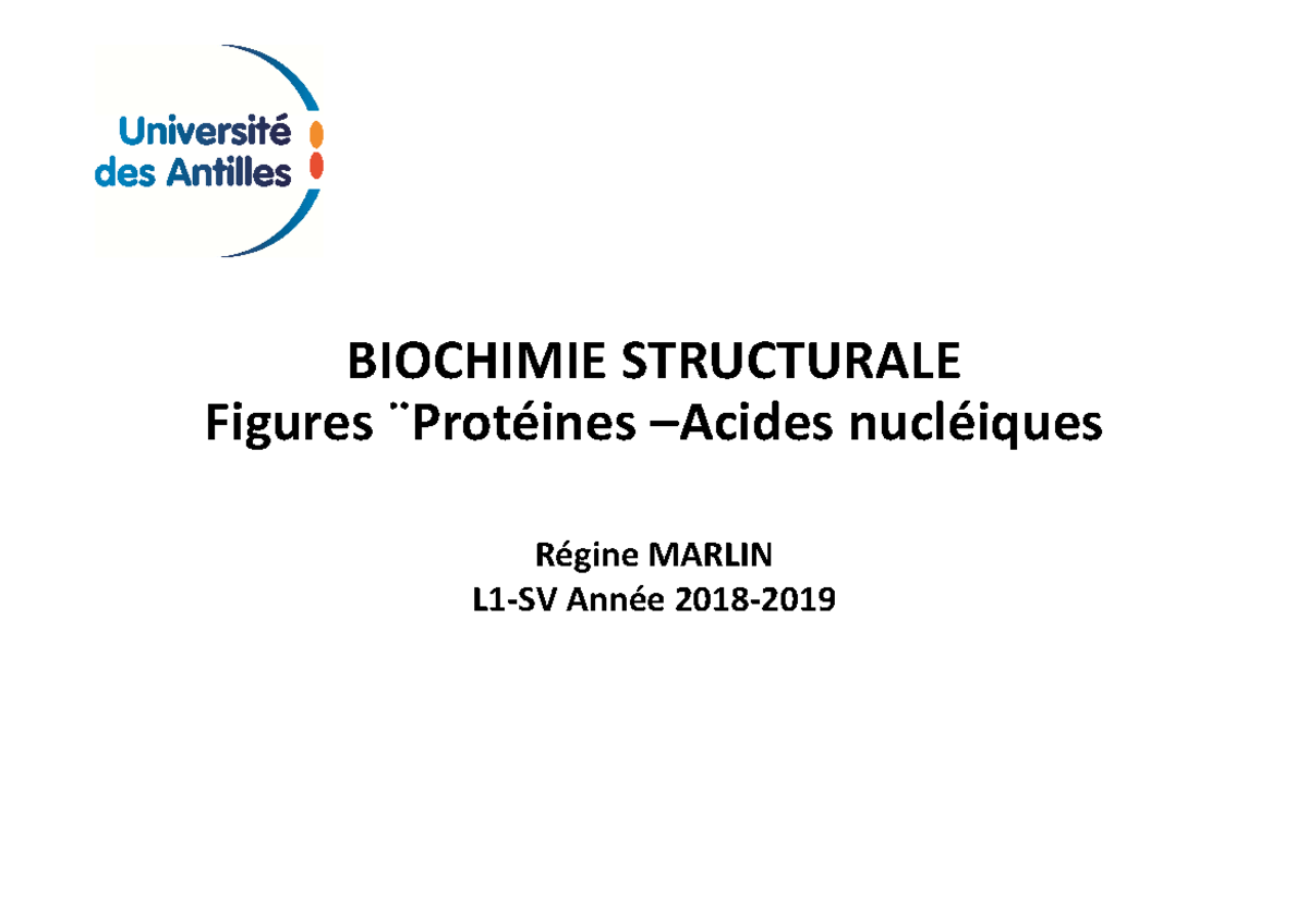 Biochimie structurale Figure protidesx - BIOCHIMIE STRUCTURALE Figures ...
