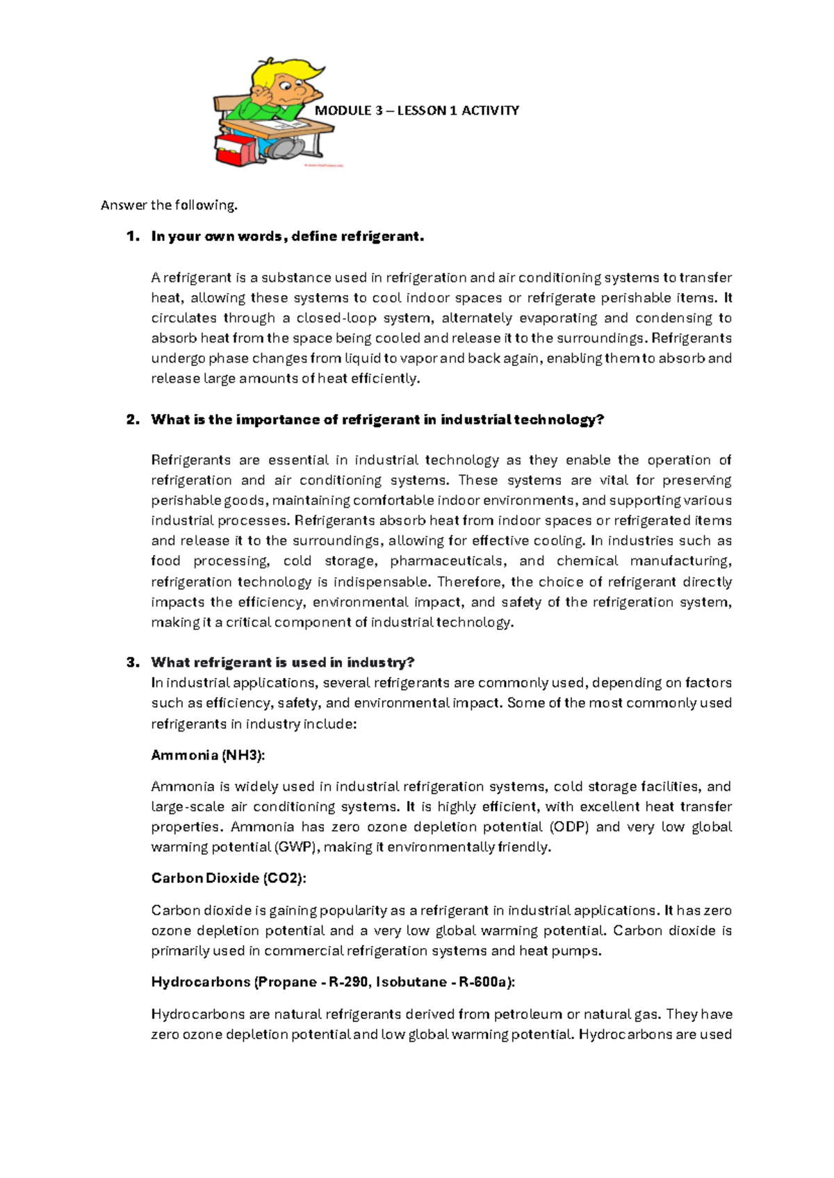Module 3 Front Page - study - MODULE 3 – LESSON 1 ACTIVITY Answer the ...
