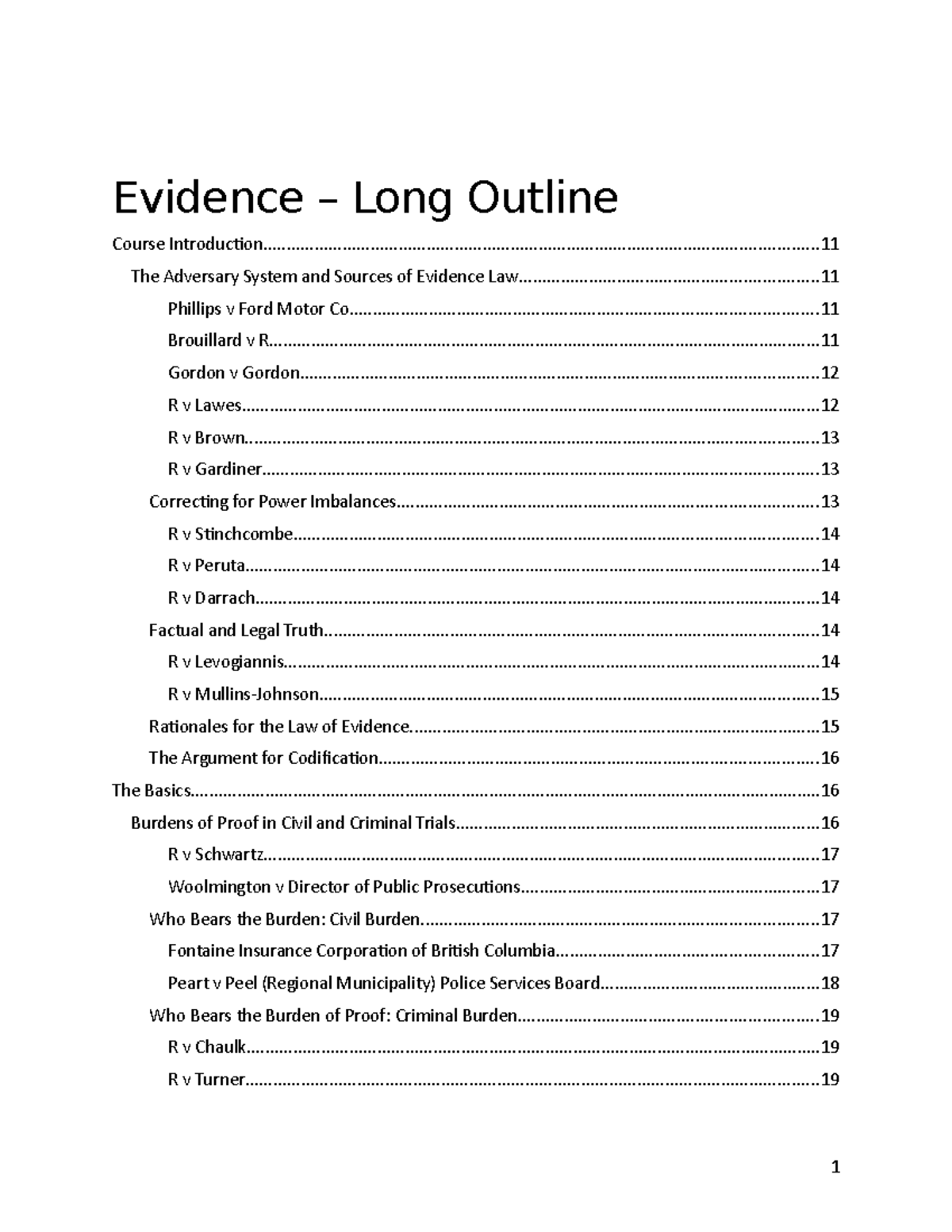 Evidence – Long Outline - Evidence – Long Outline Course - Studocu