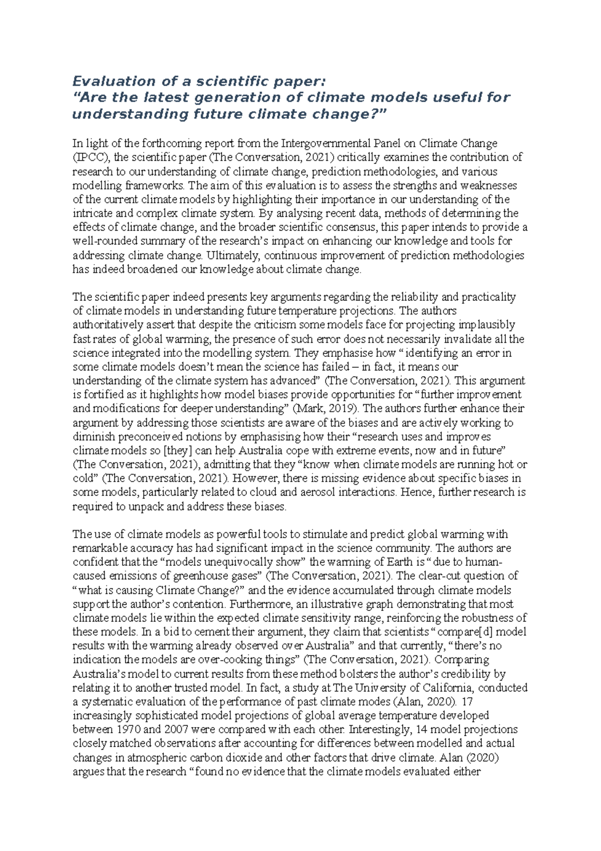 Evaluation of a scientific paper - Evaluation of a scientific paper ...