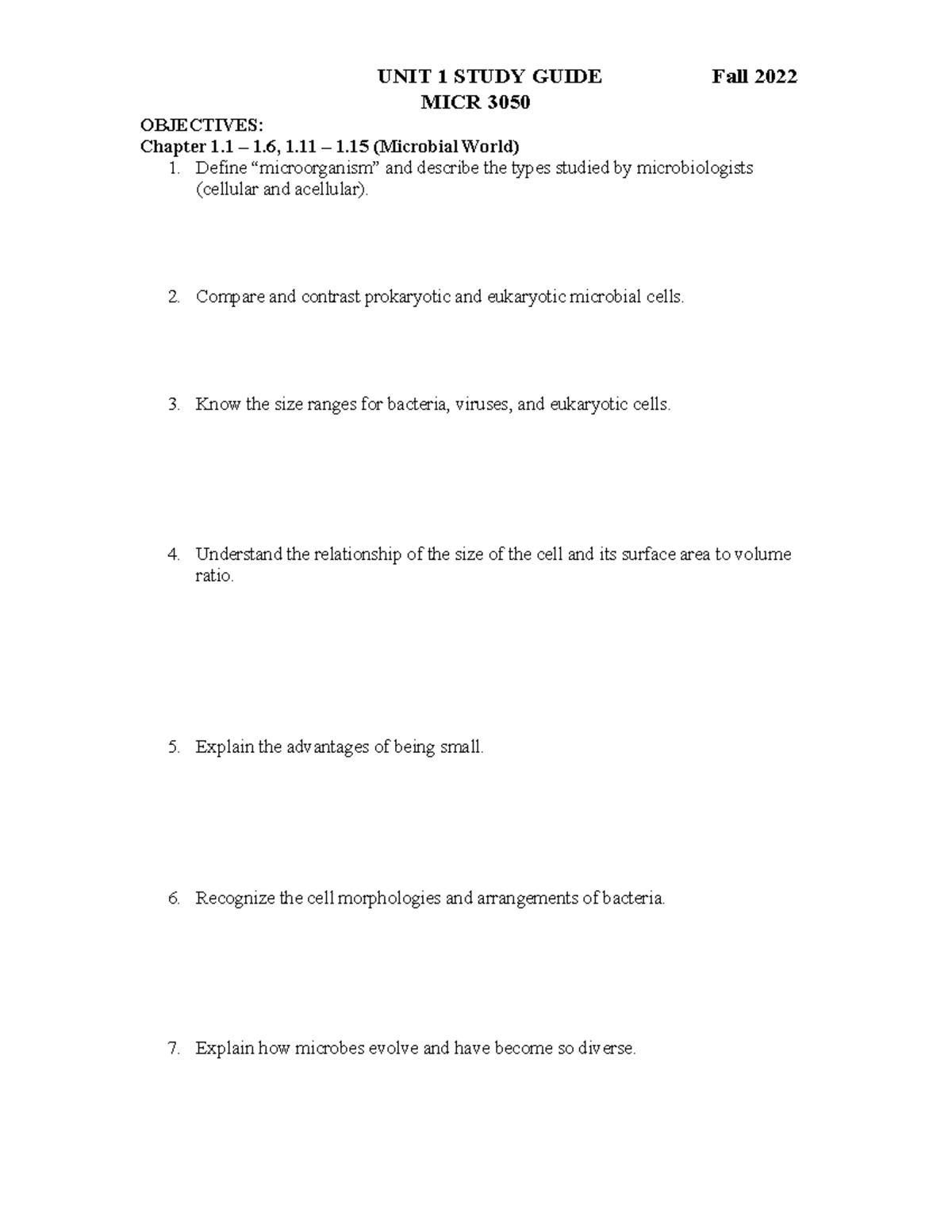 Micro Unit 1 Study Guide Fall 2022 - UNIT 1 STUDY GUIDE Fall 2022 MICR ...