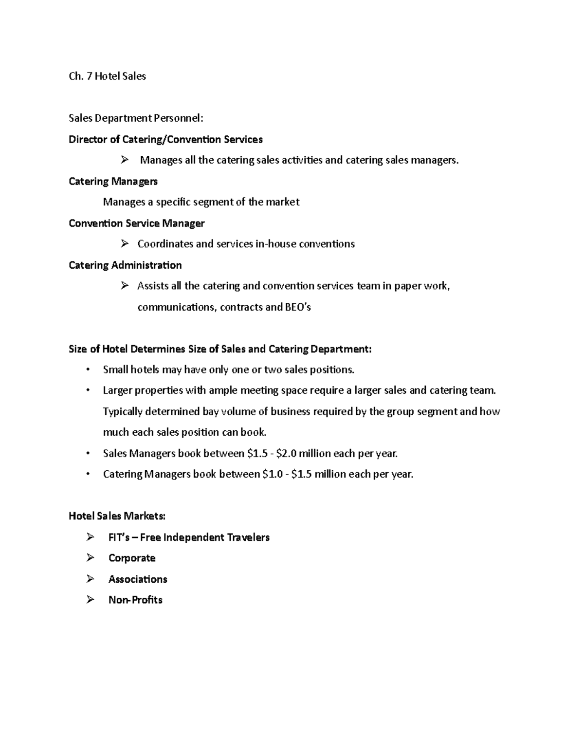 Ch. 7 Lecture 7 - John Palabiyik TTU - Ch. 7 Hotel Sales Sales ...