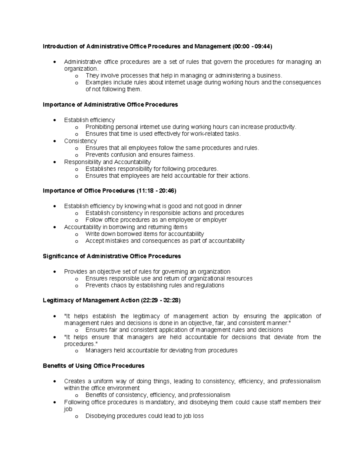 Administrative Office Procedures AND Management^ - o They involve ...