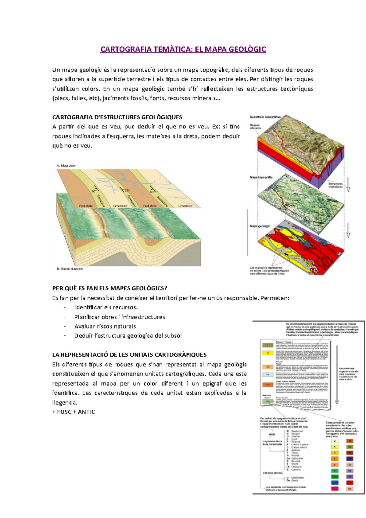 Cartografia TEMÀTICA 1 - CARTOGRAFIA TEMÀTICA: EL MAPA GEOLÒGIC Un mapa ...