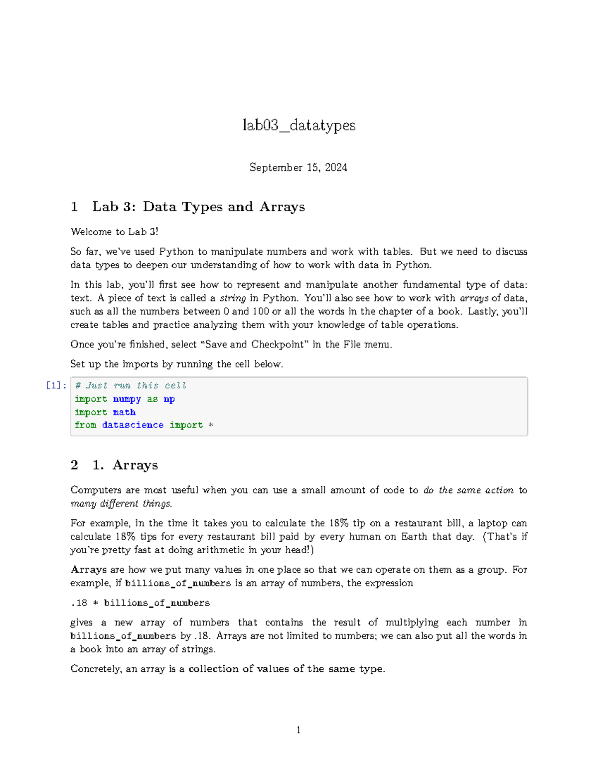 Lab03 datatypes - Baily/Sinn - lab03_datatypes September 15, 2024 1 Lab 3: Data Types and Arrays ...