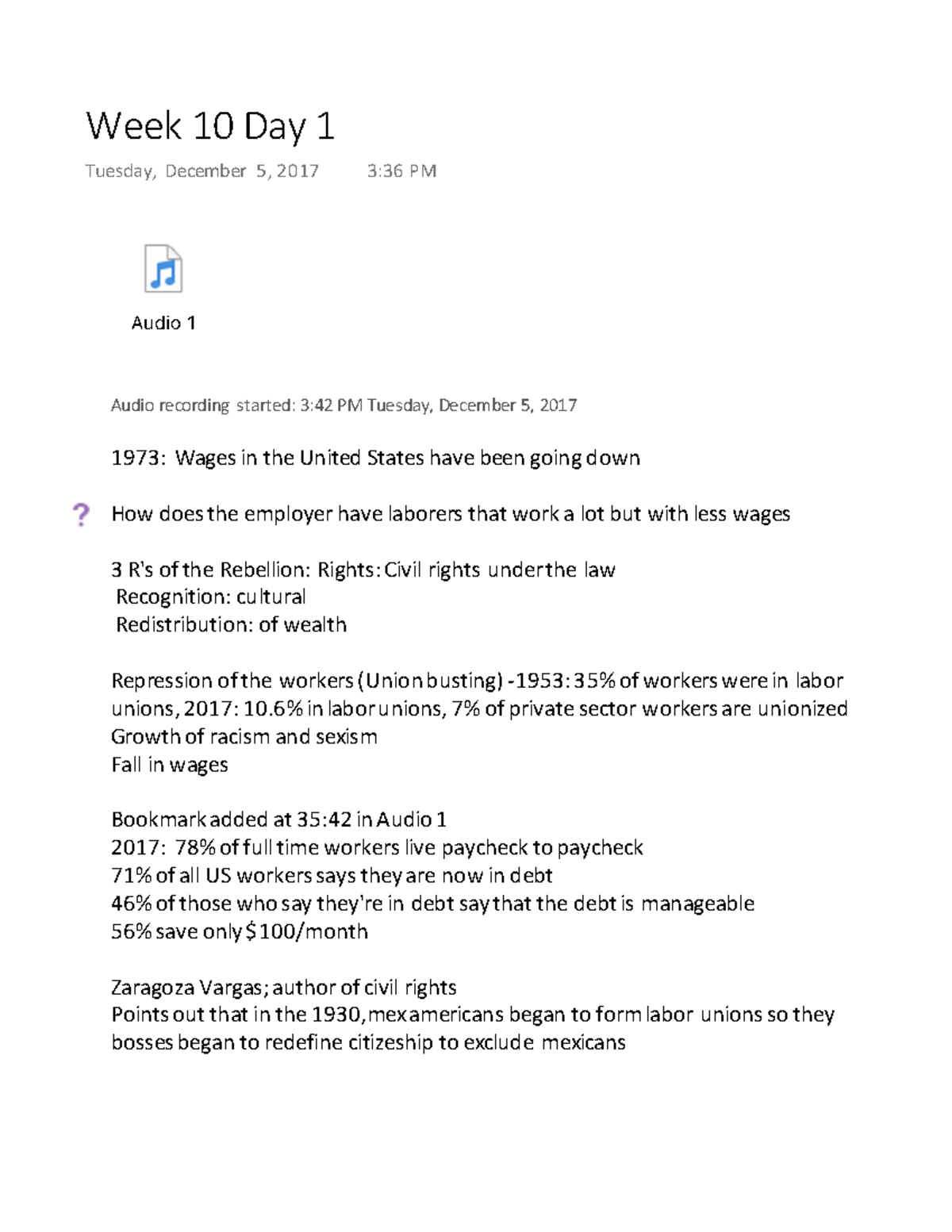 Week 10 Day 1 - O'CONNELL - Week 10 Day 1 Tuesday, December 5, 2017 3: ...