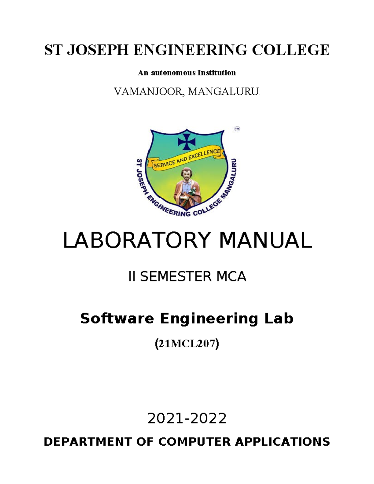 21MCL207 - fdsgfdg - ST JOSEPH ENGINEERING COLLEGE An autonomous Institution VAMANJOOR ...