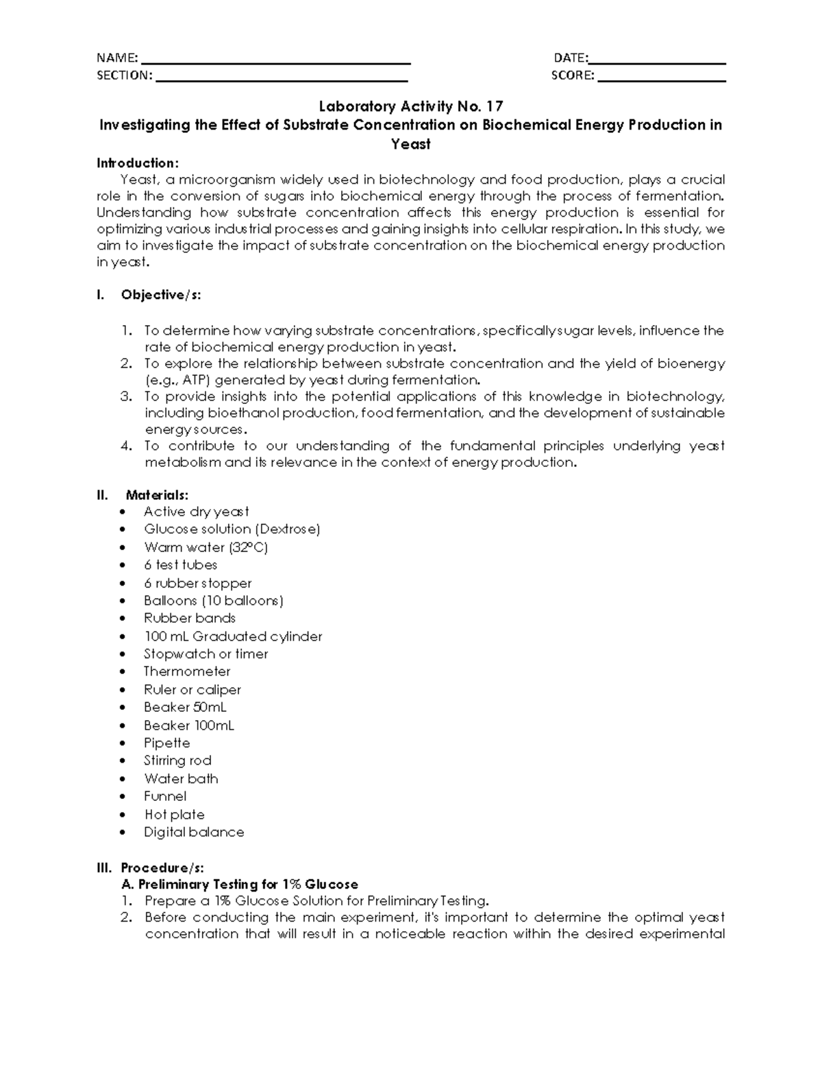 Aboratory-Activity-No - NAME: DATE: SECTION: SCORE: Laboratory Activity ...