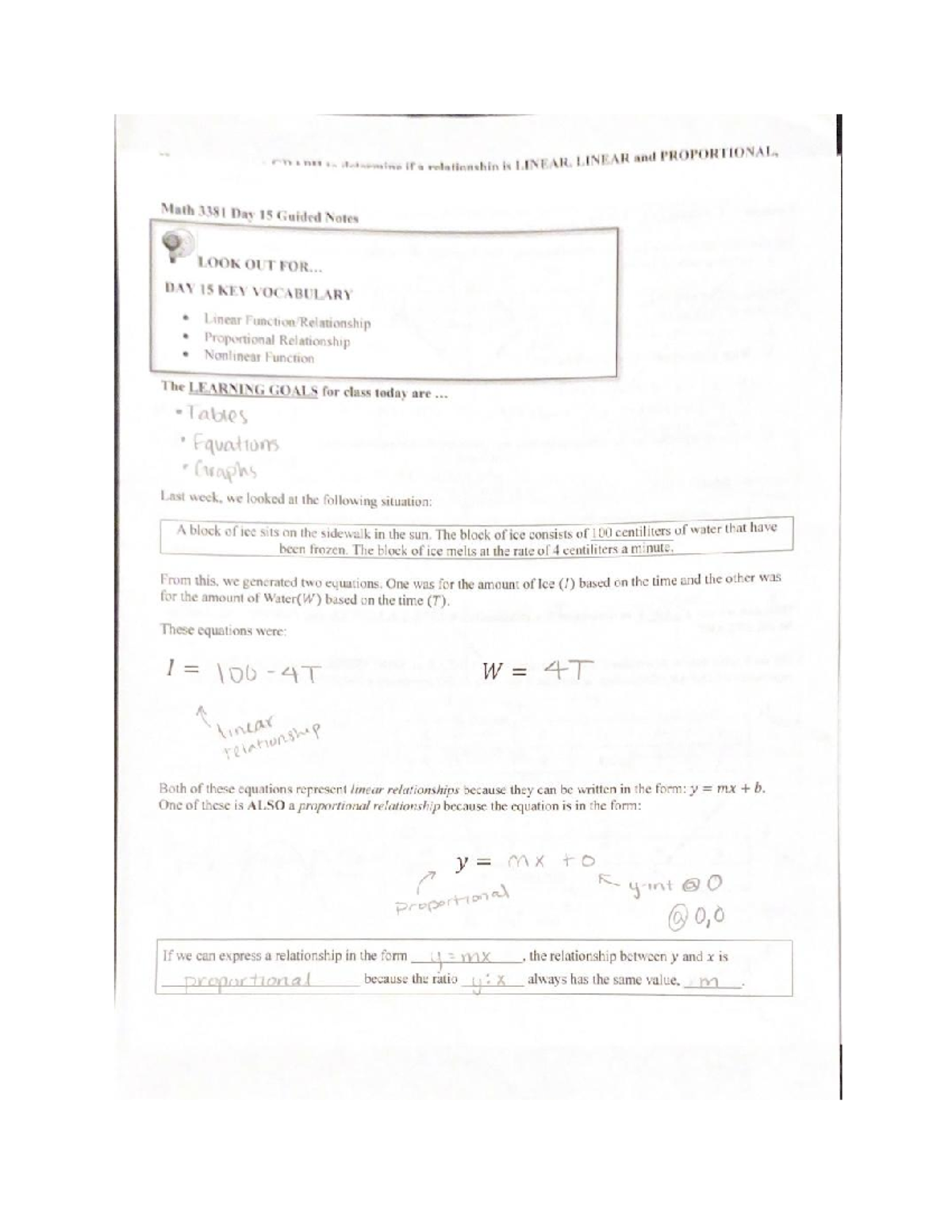 Math 3381 Day 15 Guided Notes - MATH 3381 - Studocu