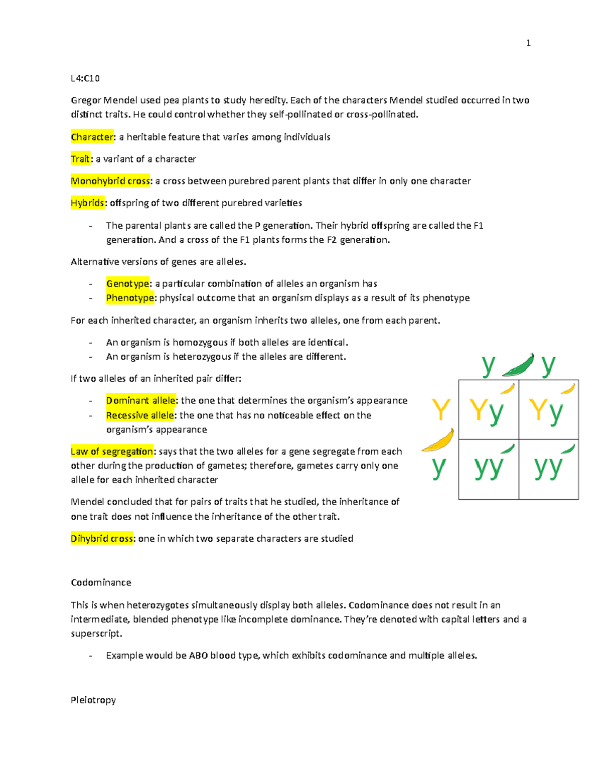 Biology Lesson 4 - Includes highlighted definitions, pictures, and more ...