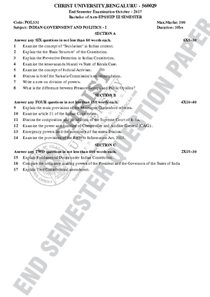END SEMESTER PAPER - CHRIST UNIVERSITY,BENGALURU - 560029 End Semester ...