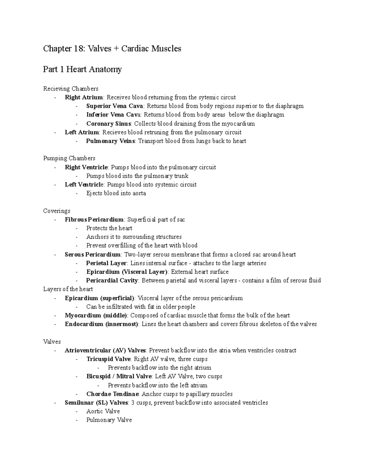 Chapter 18 Valves + Cardiac Muscle - Chapter 18: Valves + Cardiac ...