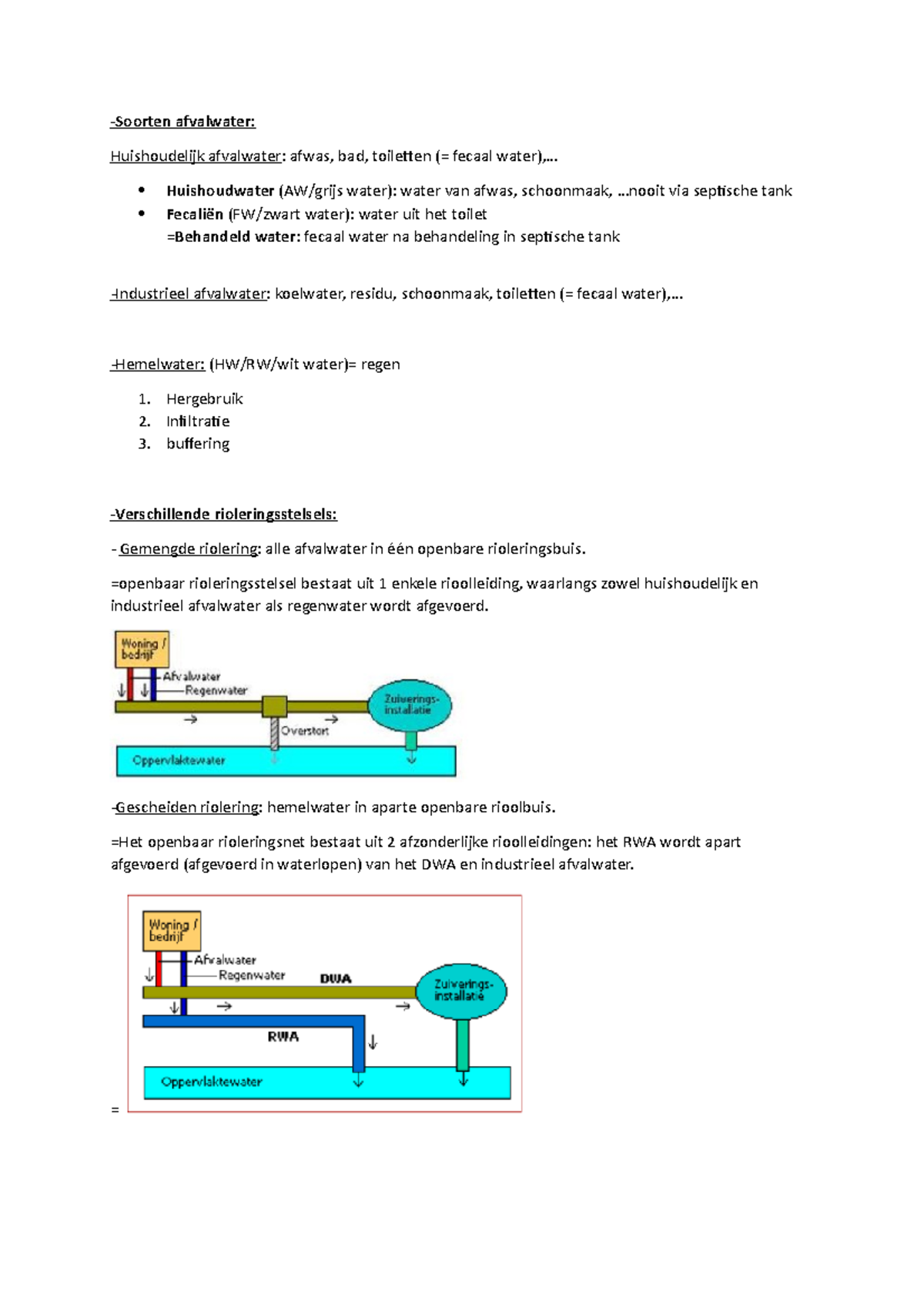 Hoofdstuk 4 rioleringen -Soorten afvalwater: Huishoudelijk afvalwater ...