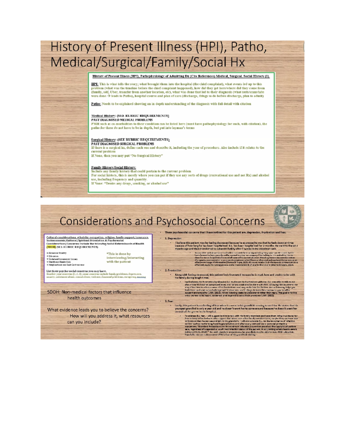 CJP Workshop Notes - History of Present Illness (HPI), Patho, Hx ...