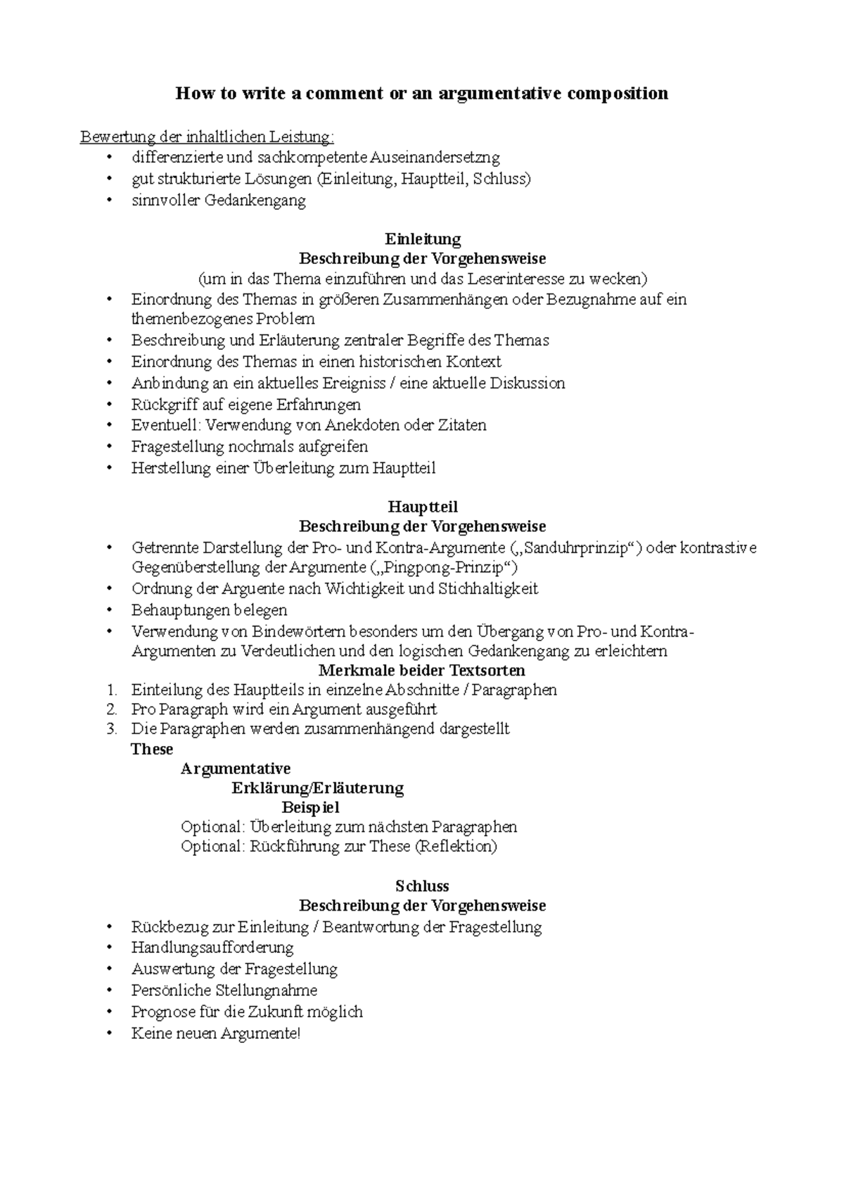 How to write a comment or an argumentitive composition - How to write a ...