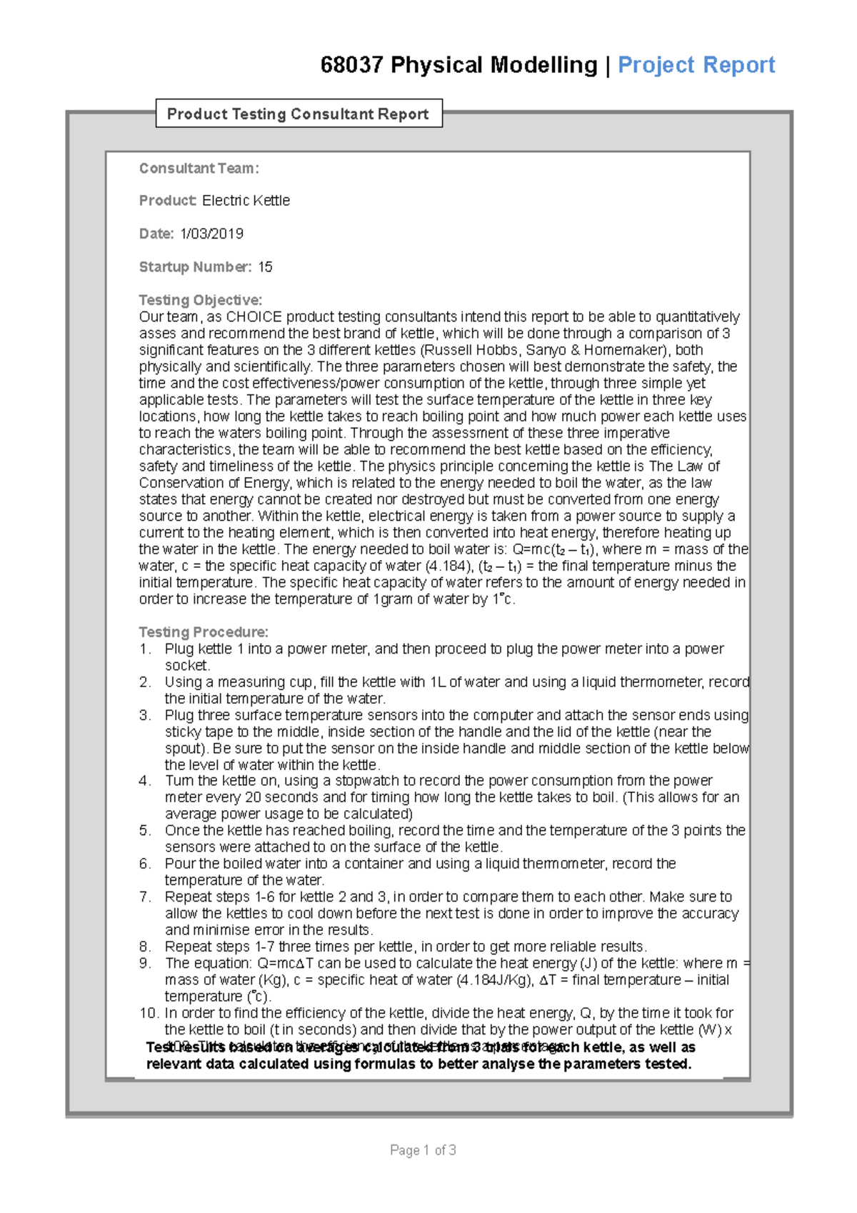 Physical Modelling Report - Kettle - 68037 Physical Modelling | Project ...