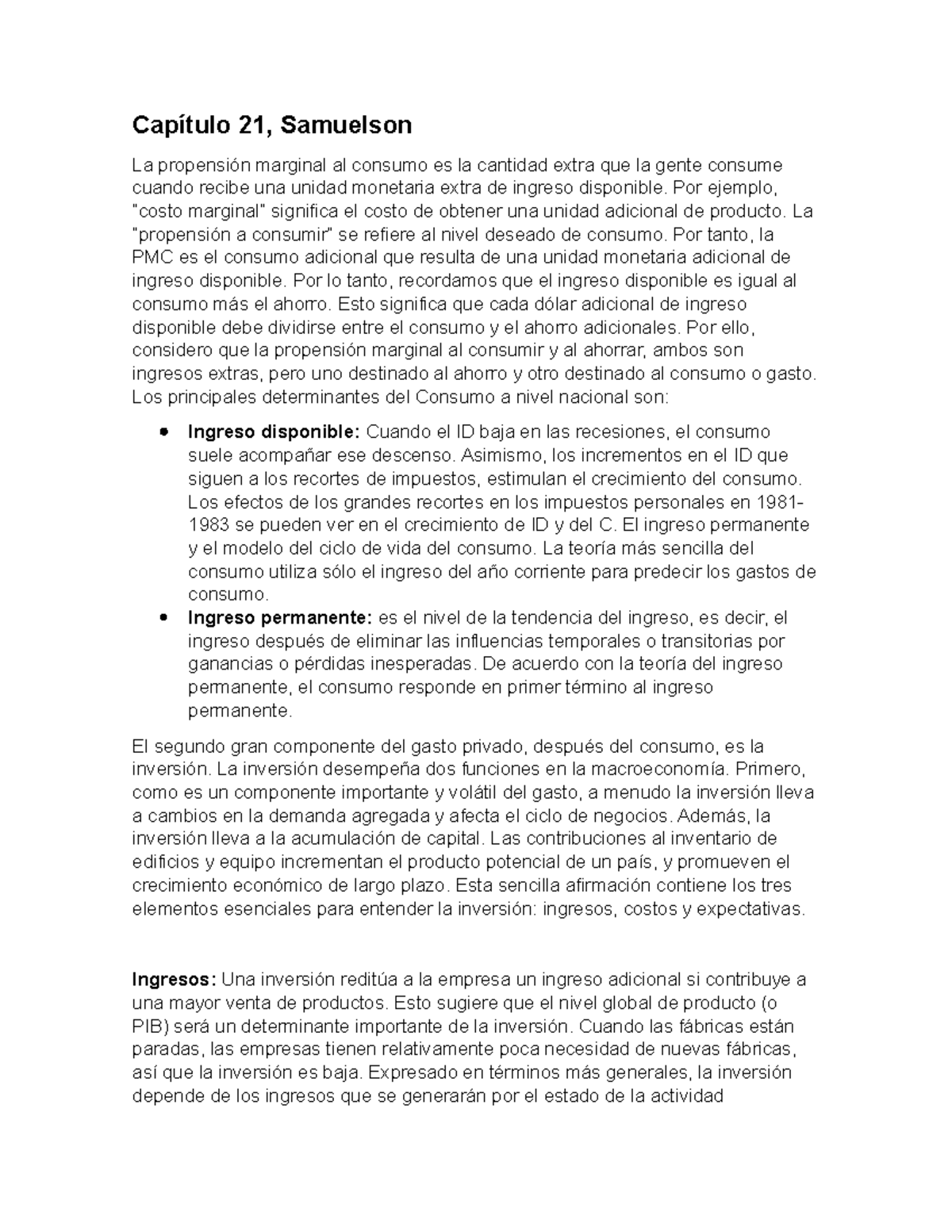 Capitulo 21, Samuelson - Capítulo 21, Samuelson La propensión marginal ...
