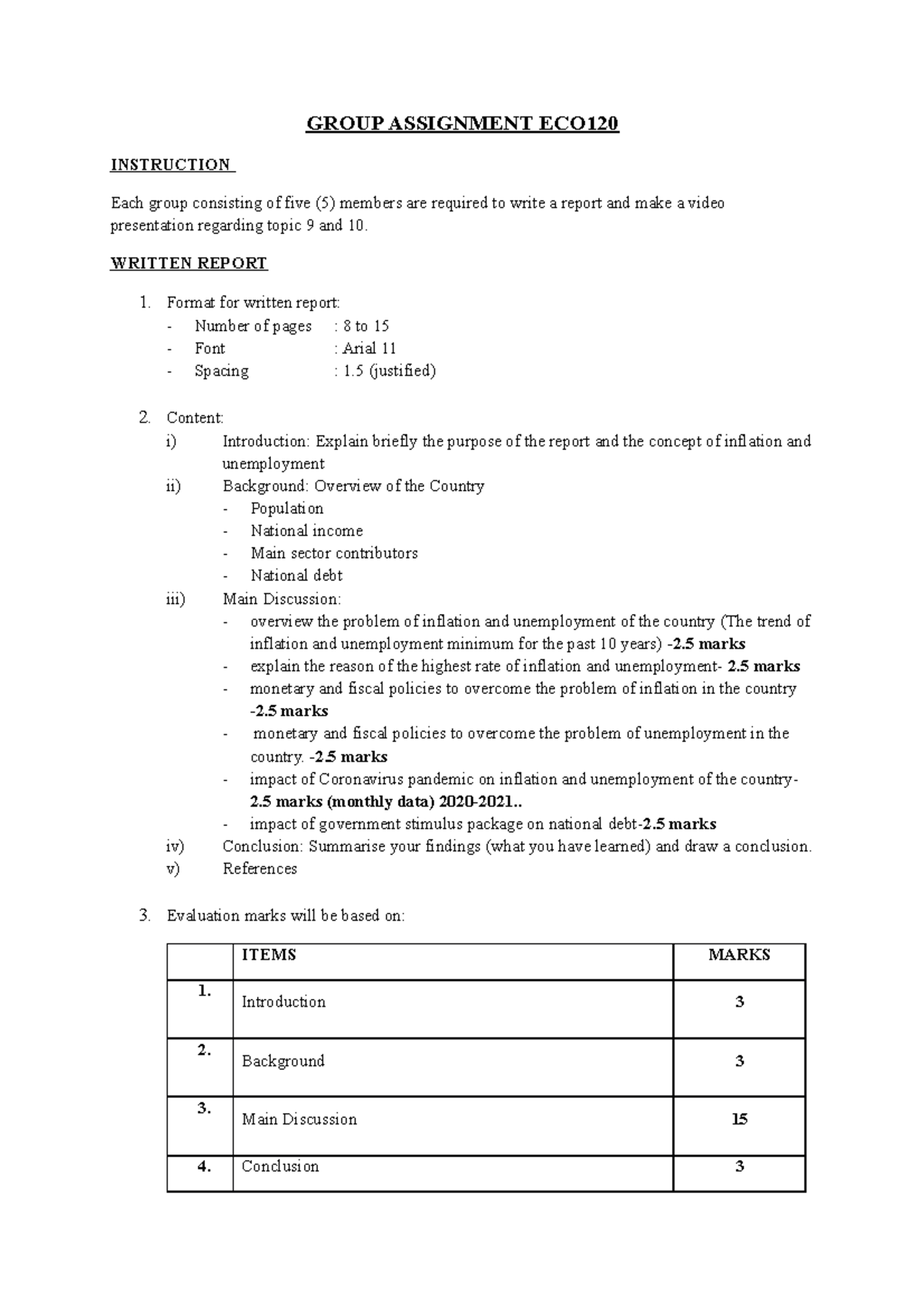 Group Assignment & Rubric ECO120- Macrh 2022 - GROUP ASSIGNMENT ECO ...