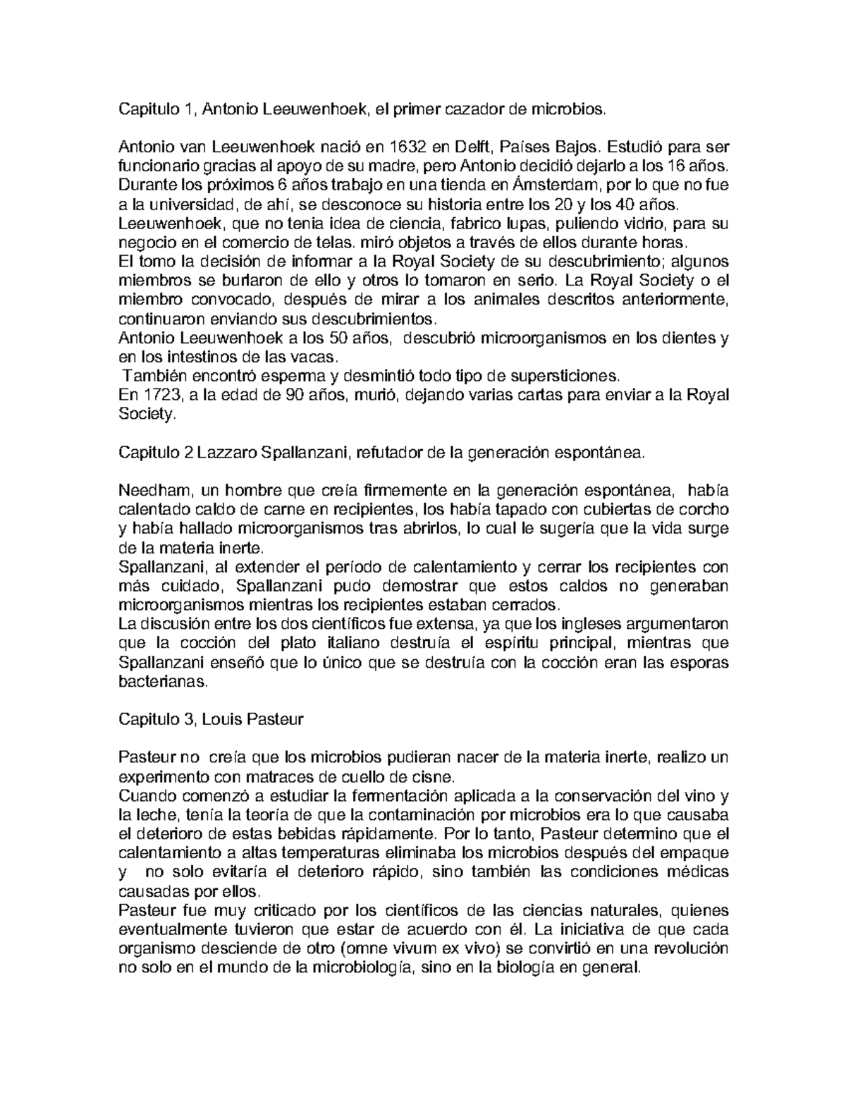 Resumen cazadores de microbios - Capitulo 1, Antonio Leeuwenhoek, el primer cazador de microbios ...