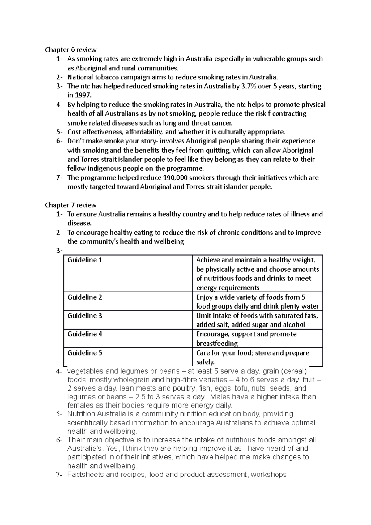 Chapter 6 and 7review - Unit 3 aos 2 - Chapter 6 review 1- As smoking ...
