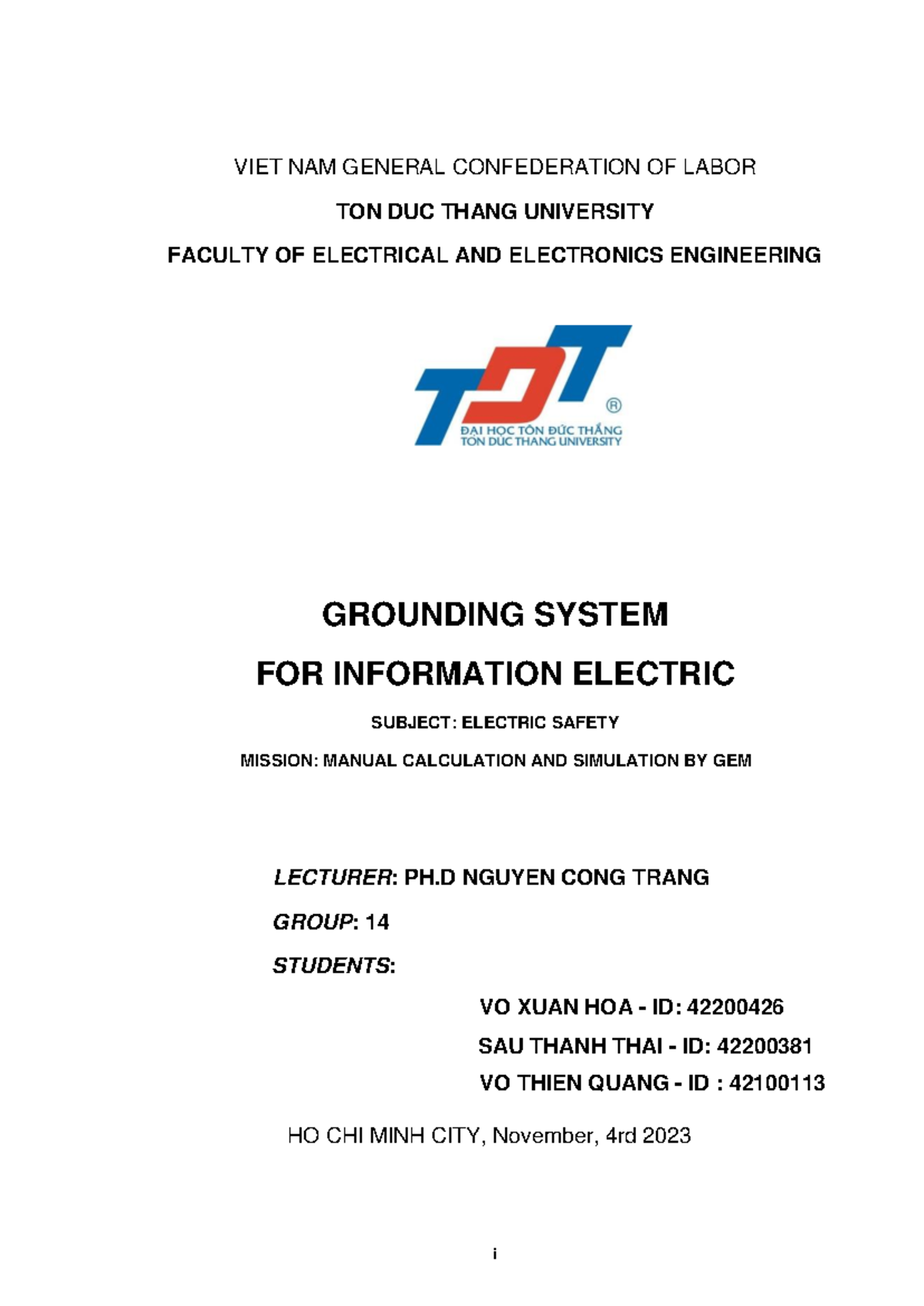 Group-13 - i VIET NAM GENERAL CONFEDERATION OF LABOR TON DUC THANG ...