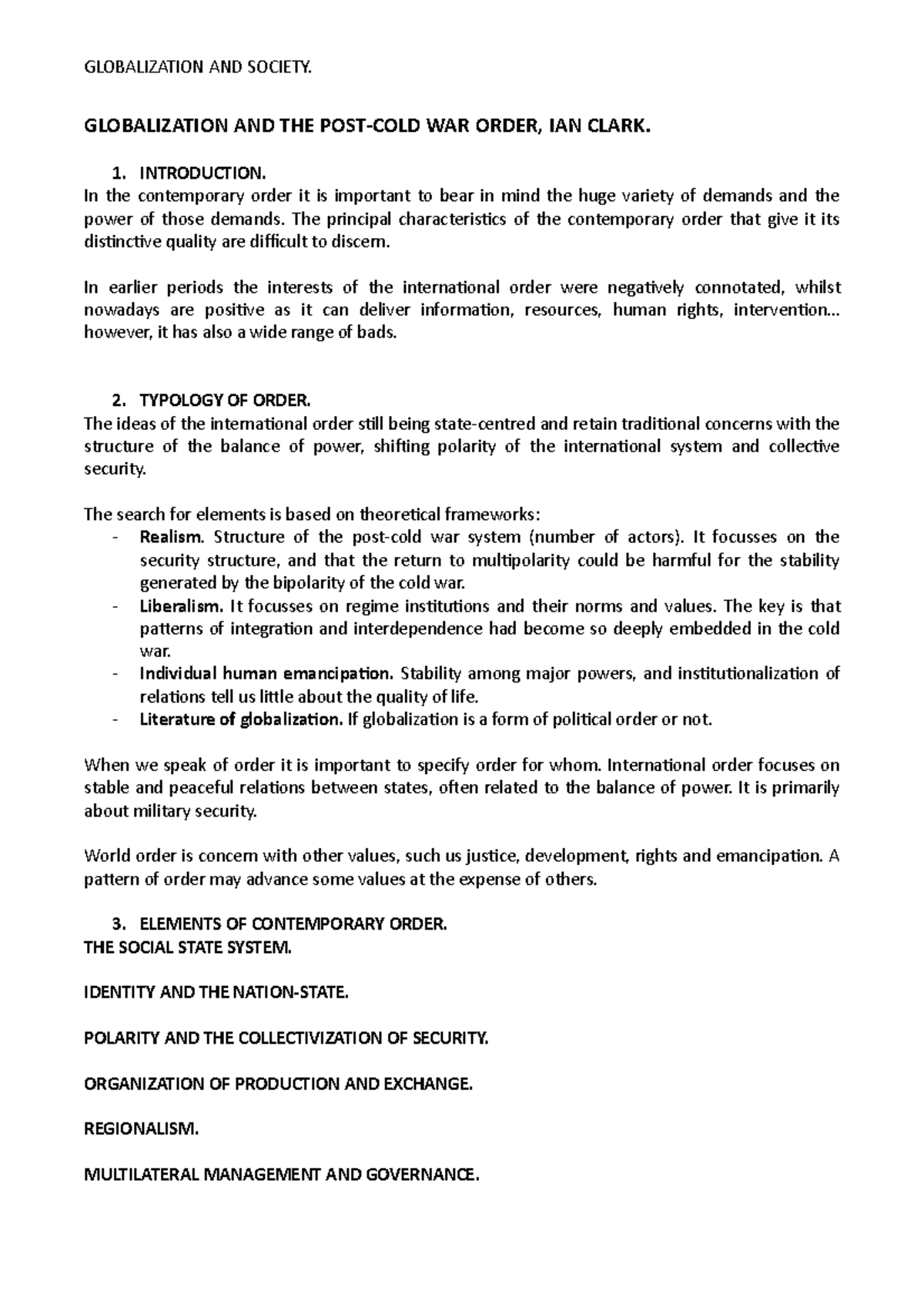 Globalization AND THE POST - GLOBALIZATION AND SOCIETY. GLOBALIZATION ...