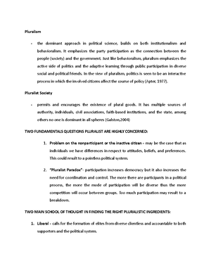 Consociational Pluralism - CONSOCIATIONAL PLURALISM It means simply the ...
