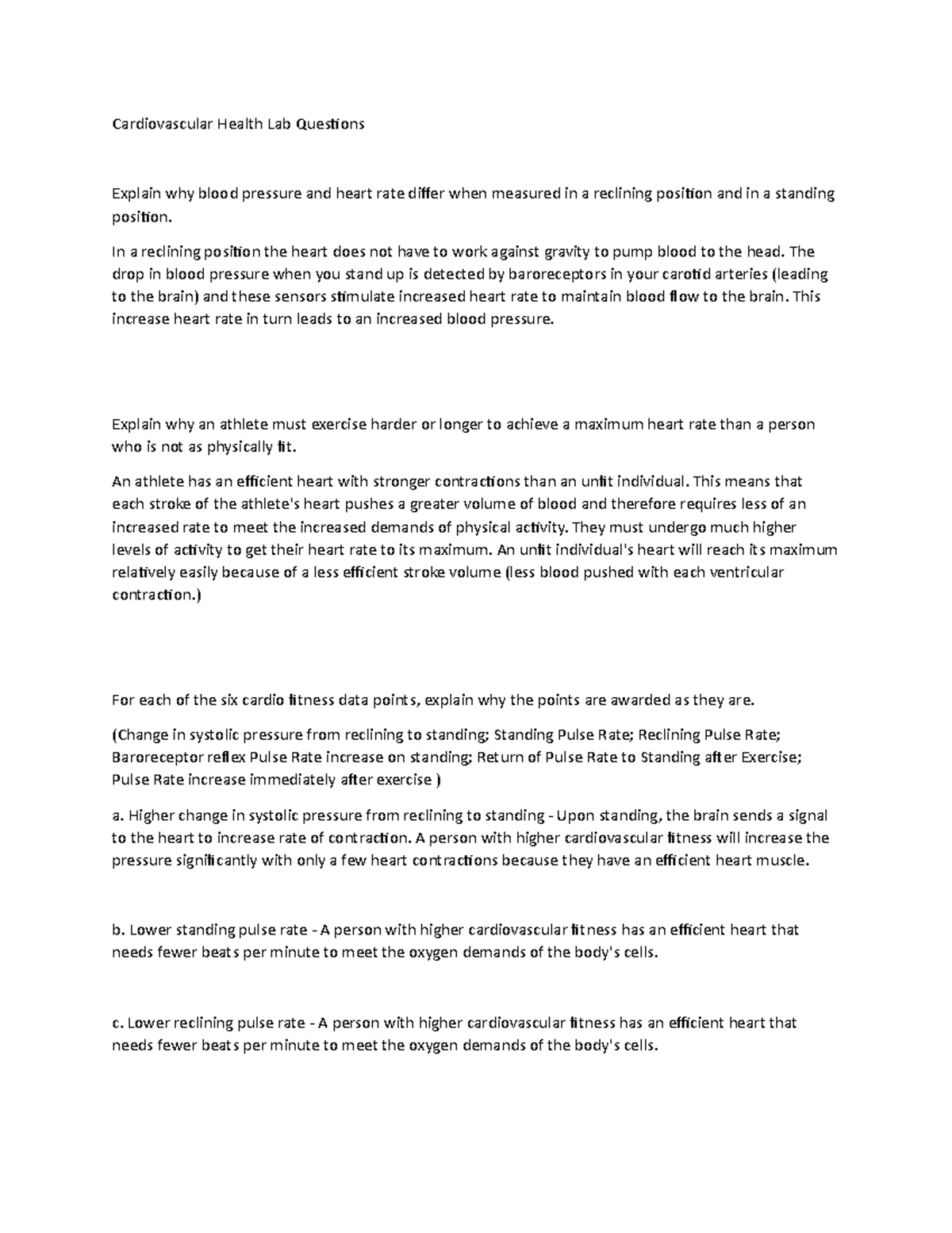 Cardiovascular Health Lab Questions - Cardiovascular Health Lab ...