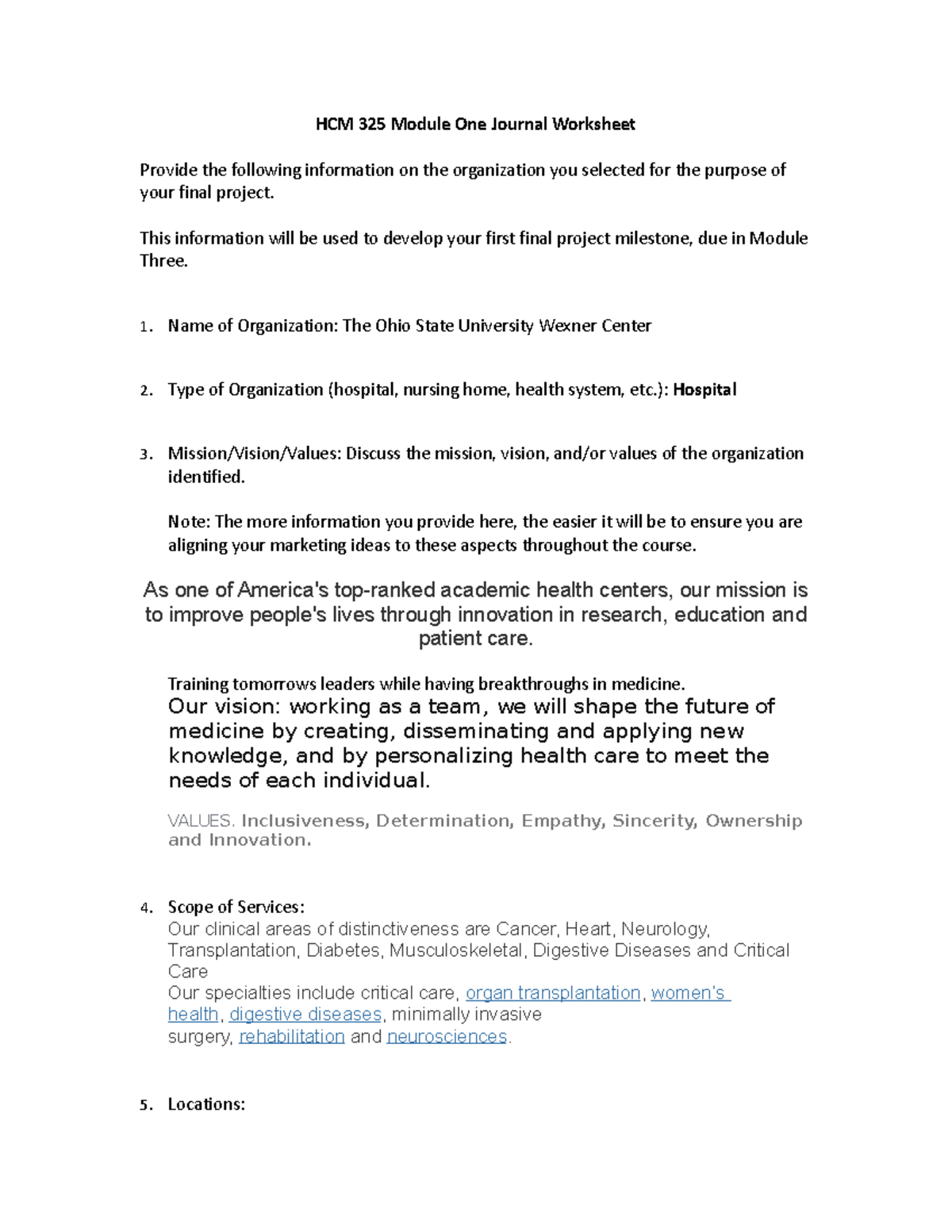 HCM 325 Module One Journal Worksheet - HCM 325 Module One Journal ...
