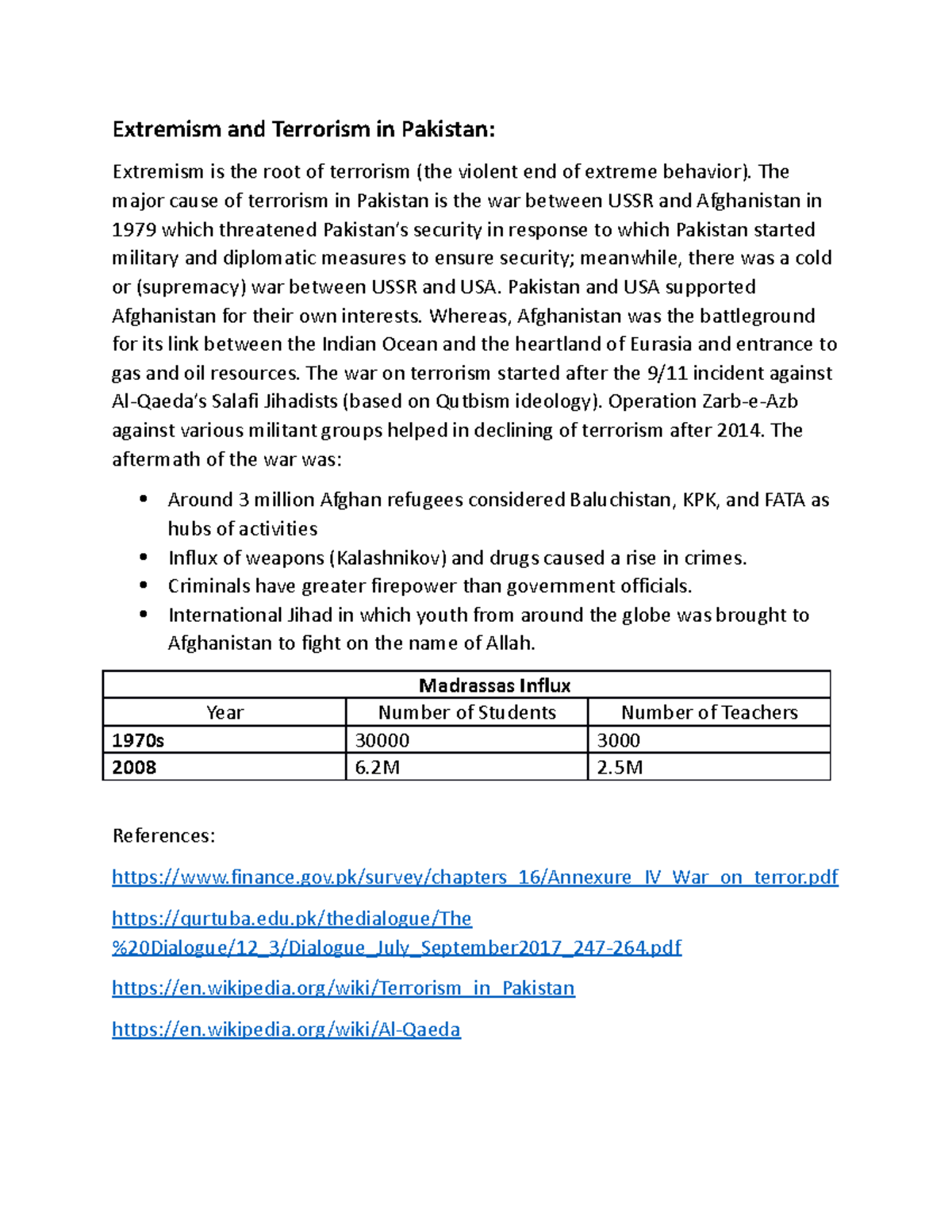 Extremism and Terrorism in Pakistan - Extremism and Terrorism in ...