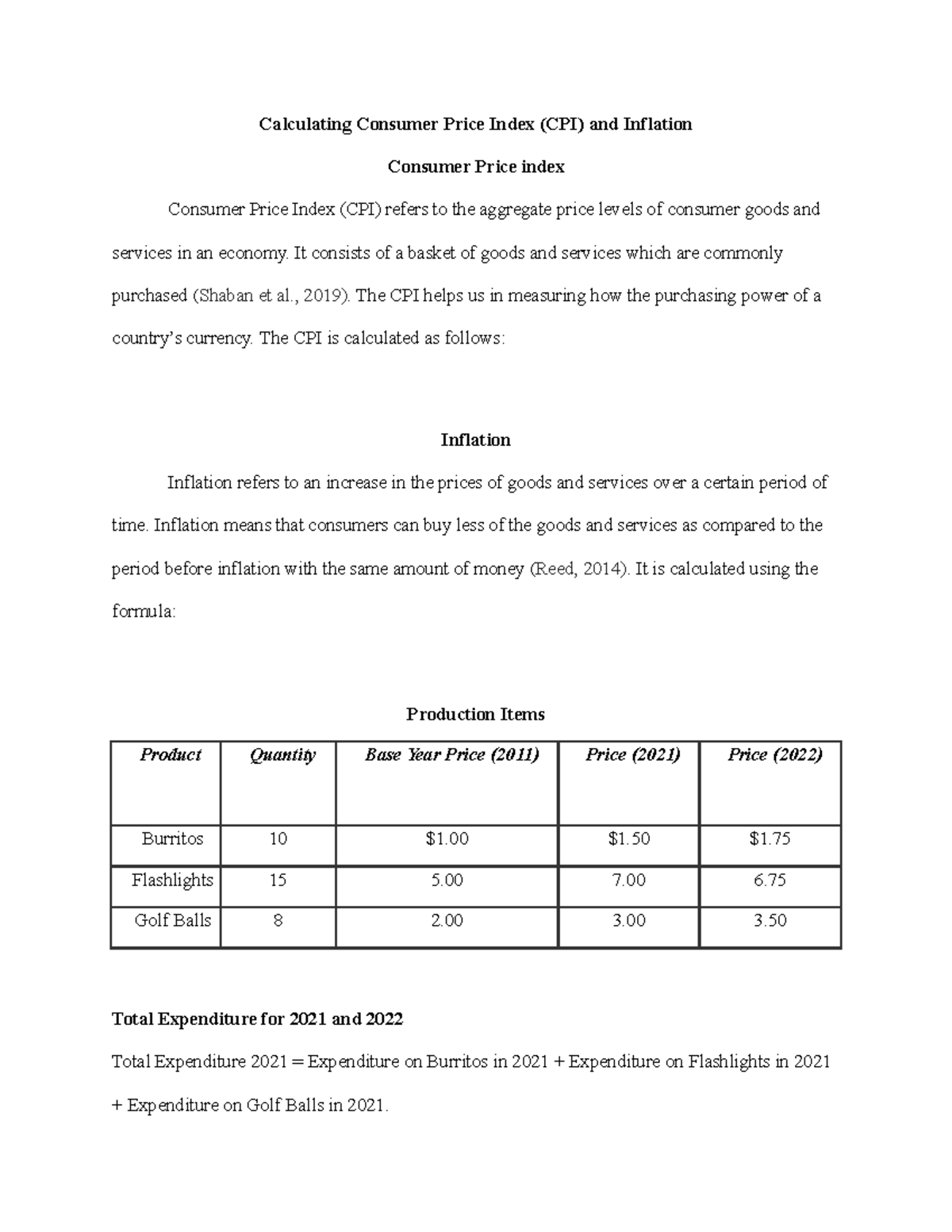 Consumer Price index - Assignments are given for this course above in ...
