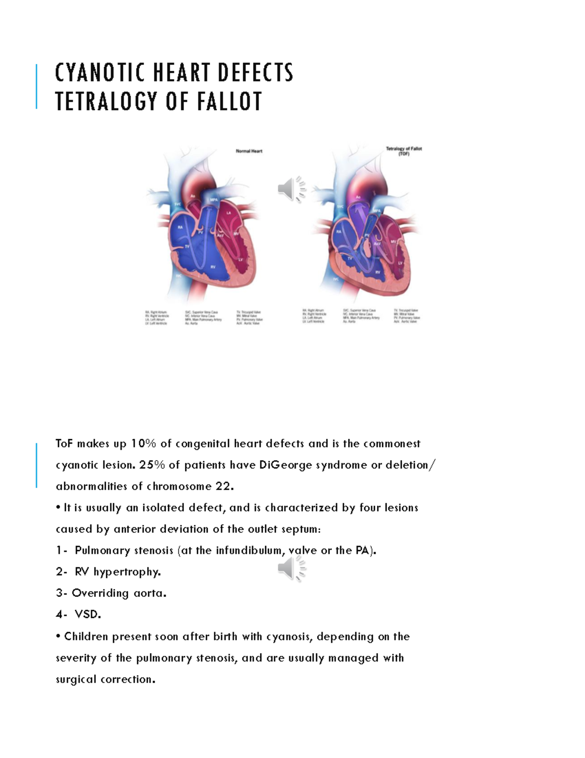 Cyanotic Heart Defects Tetralogy OF Fallot - CYANOTIC HEART DEFECTS ...