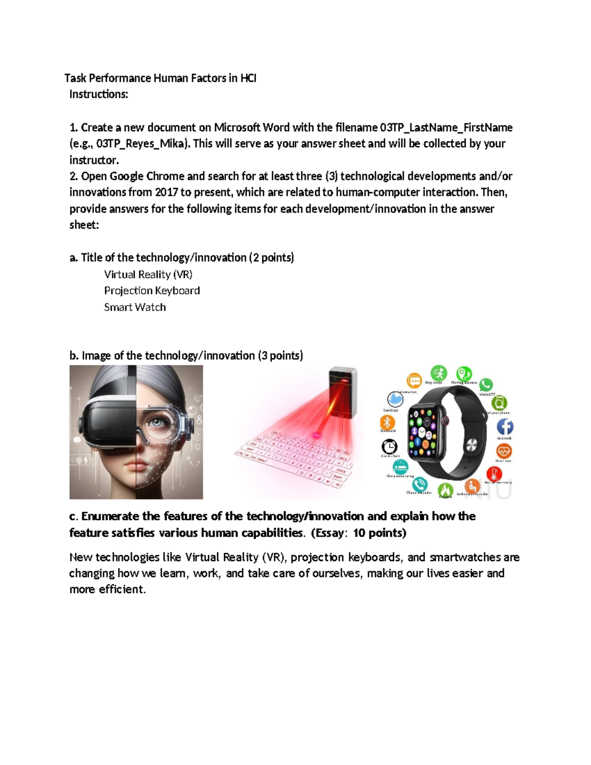 03TP - ASD - Task Performance Human Factors in HCI Instructions: 1 ...