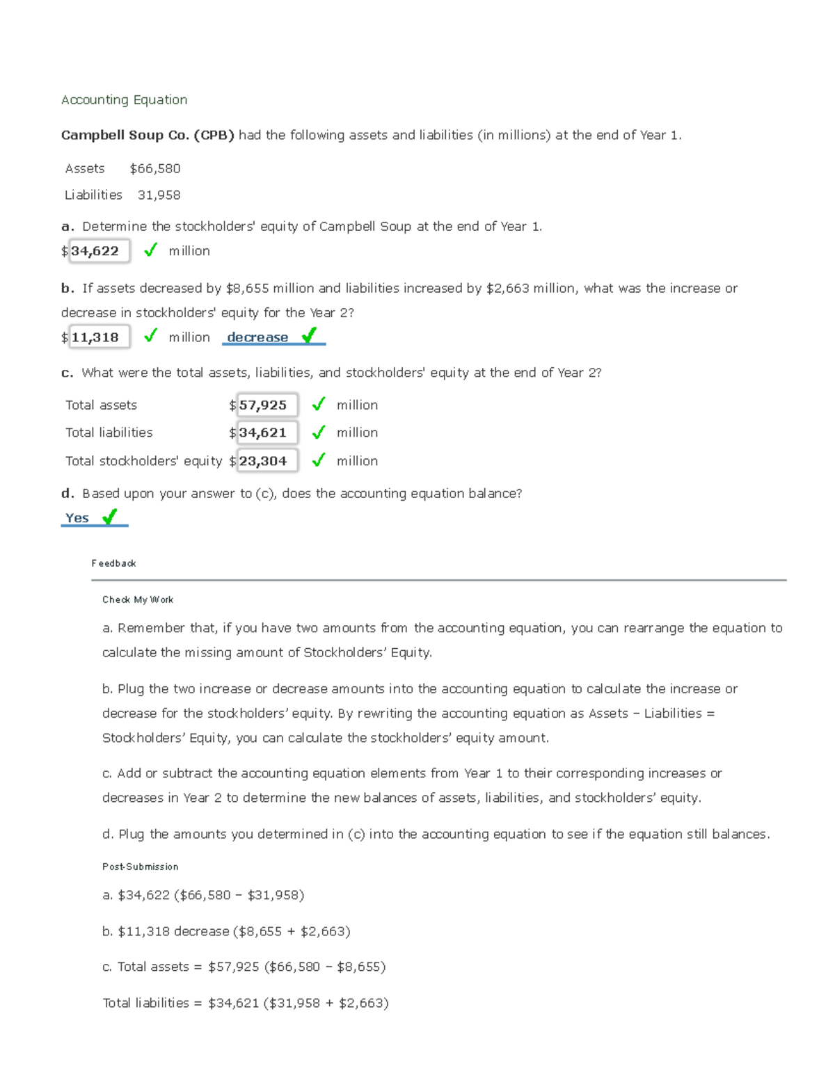 39876790 - Lecture notes 1 - Accounting Equation Campbell Soup Co. (CPB ...
