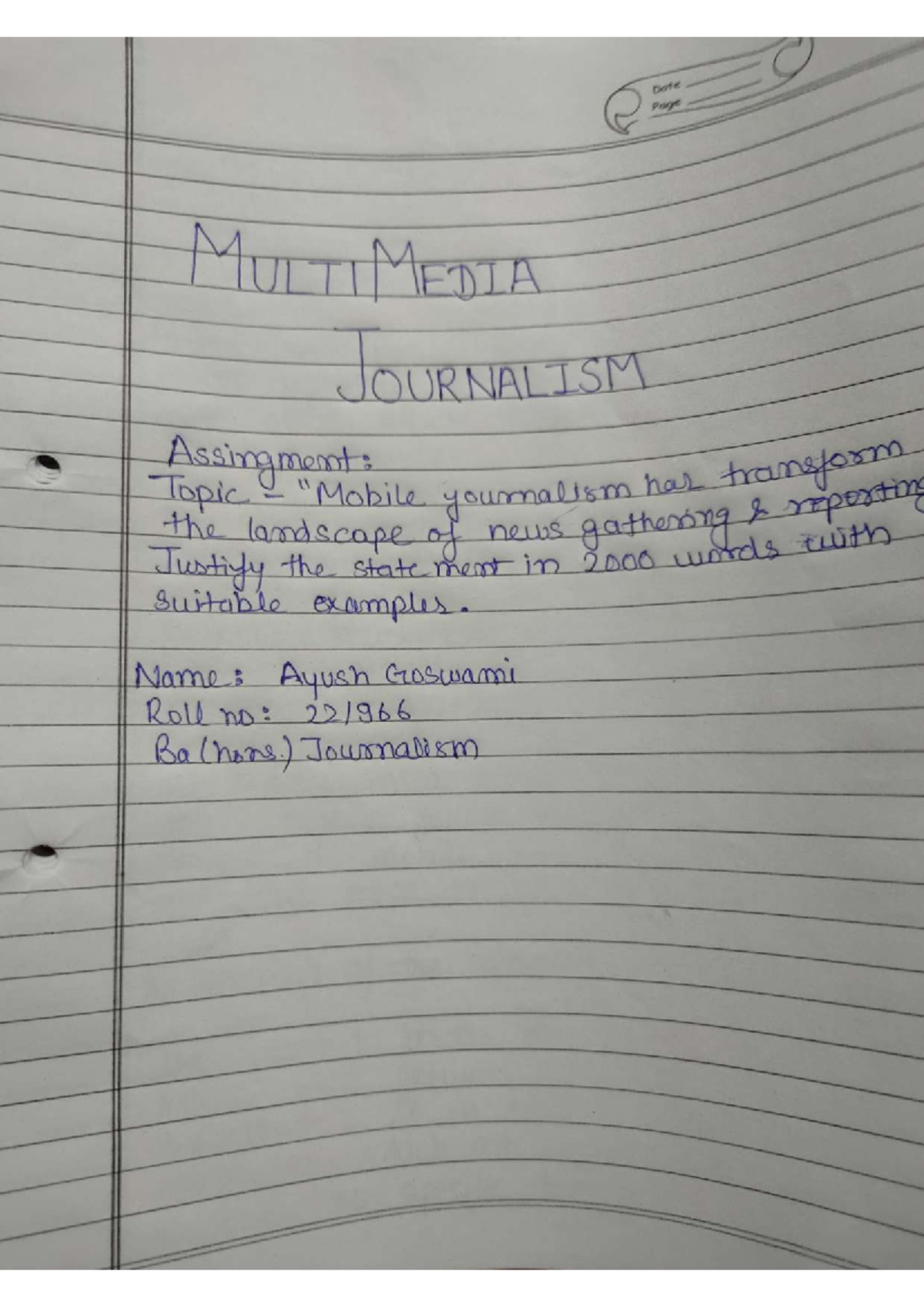 Multimedia assignment - BA JMC - Studocu