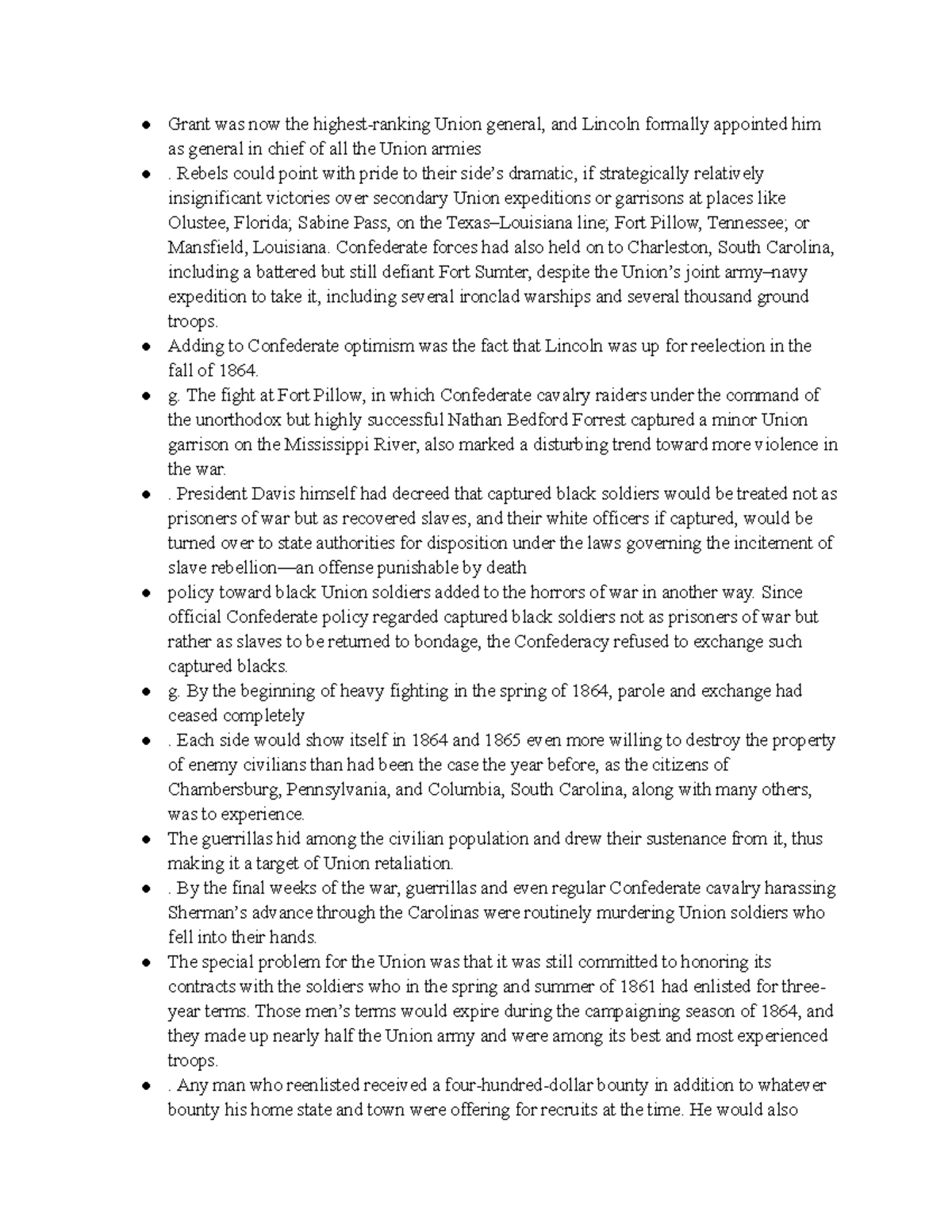HIUS420 ch. 10 notes - Grant was now the highest-ranking Union general ...