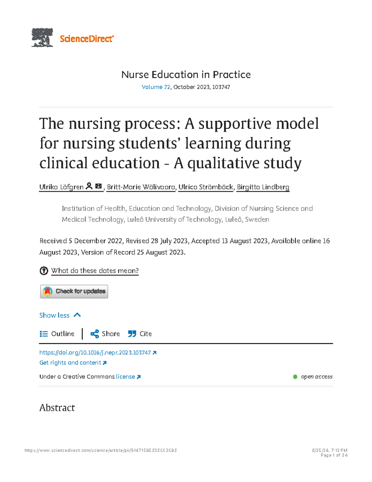 The nursing process- A supportive model for nursing students’ learning during cl - Nurse ...