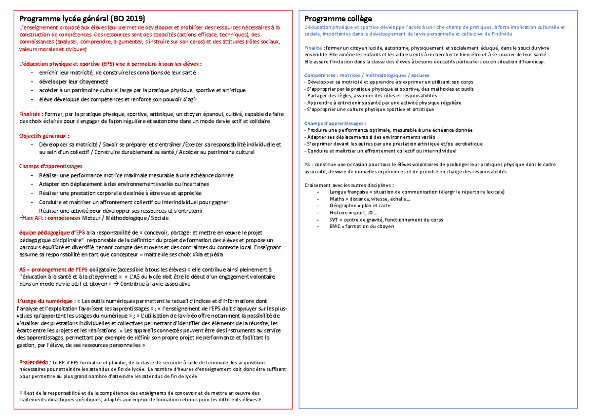 AFC - Programme lycée général (BO 2019) L’enseignement propos é aux élè ...